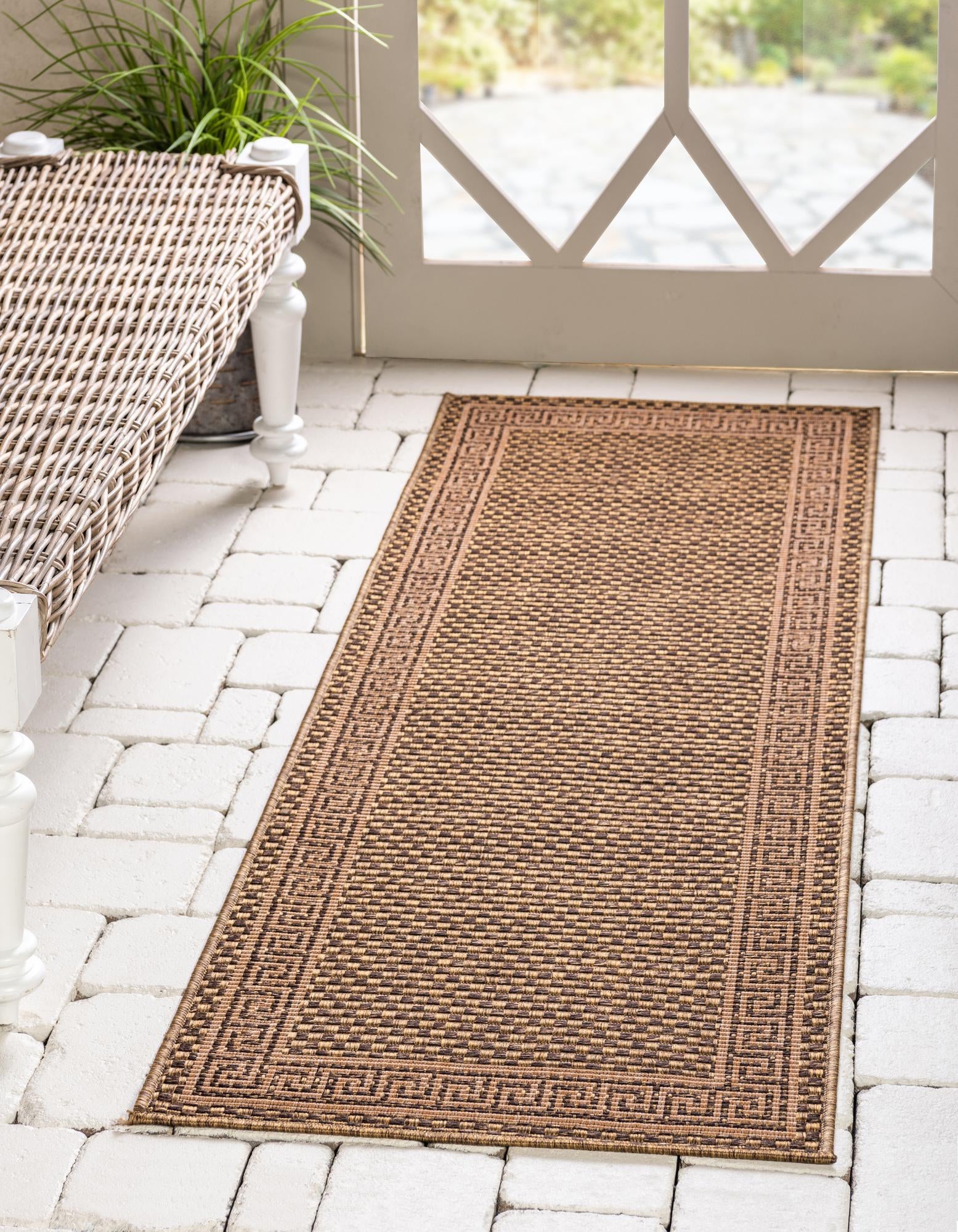 Blue 2' x 6' Border Indoor / Outdoor Runner Rug | Rugs.com