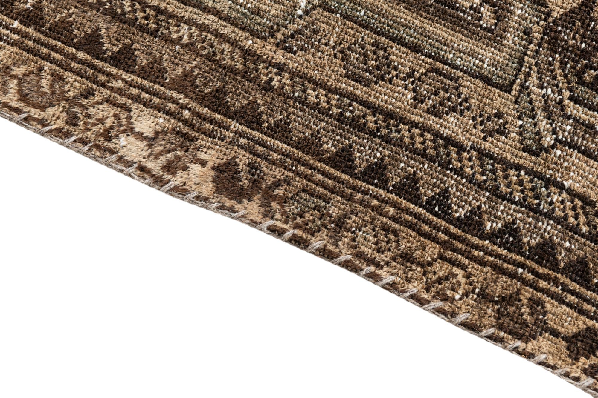 Brown 2' 7 x 5' 6 Hand Knotted Ultra Vintage Persian Wool Runner Rug ...