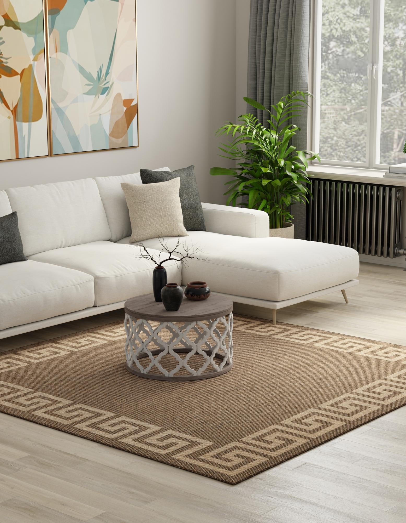 Brown 7' 10 x 7' 10 Dunes Square Rug | Rugs.com