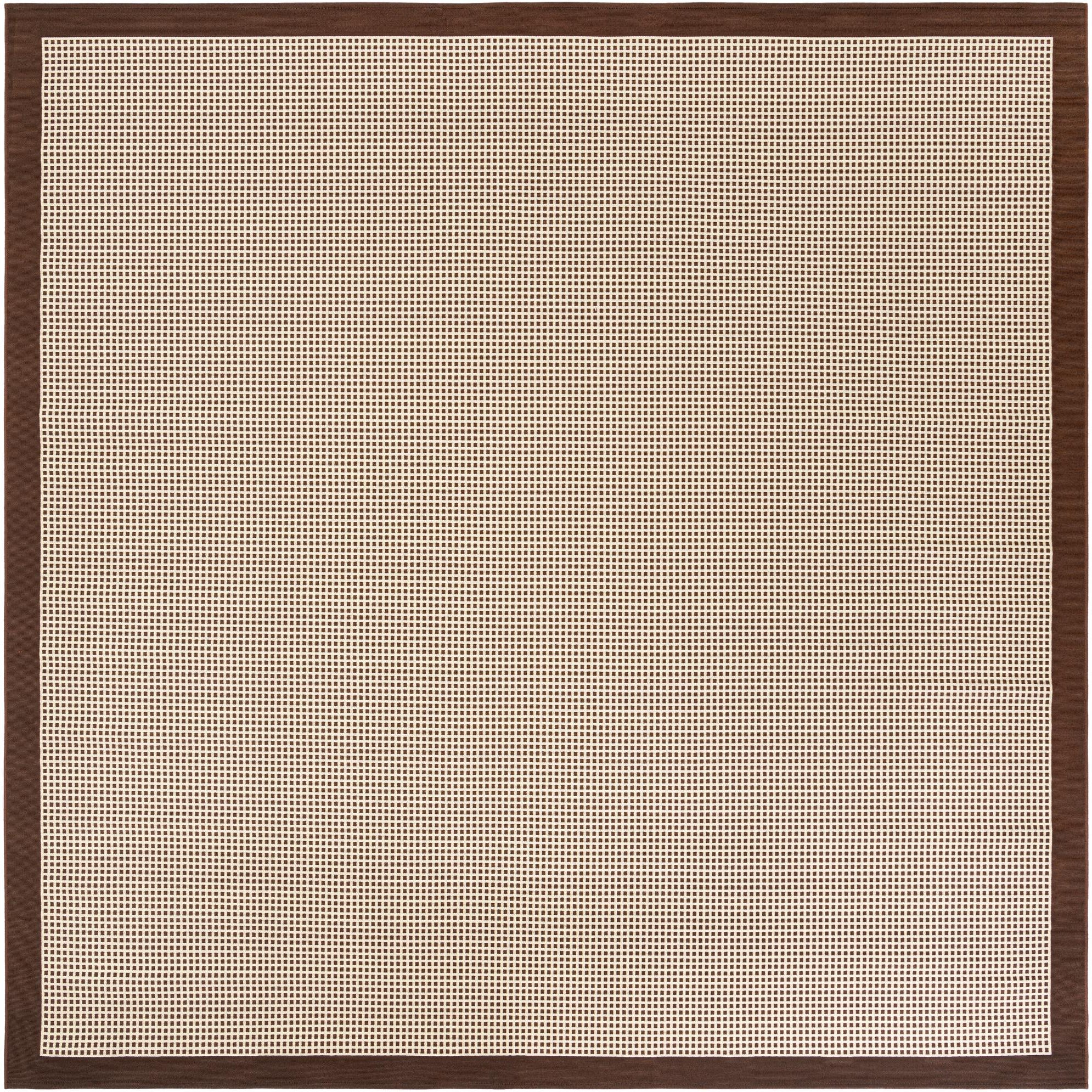 Brown 10' x 10' Border Indoor / Outdoor Square Rug | Rugs.com