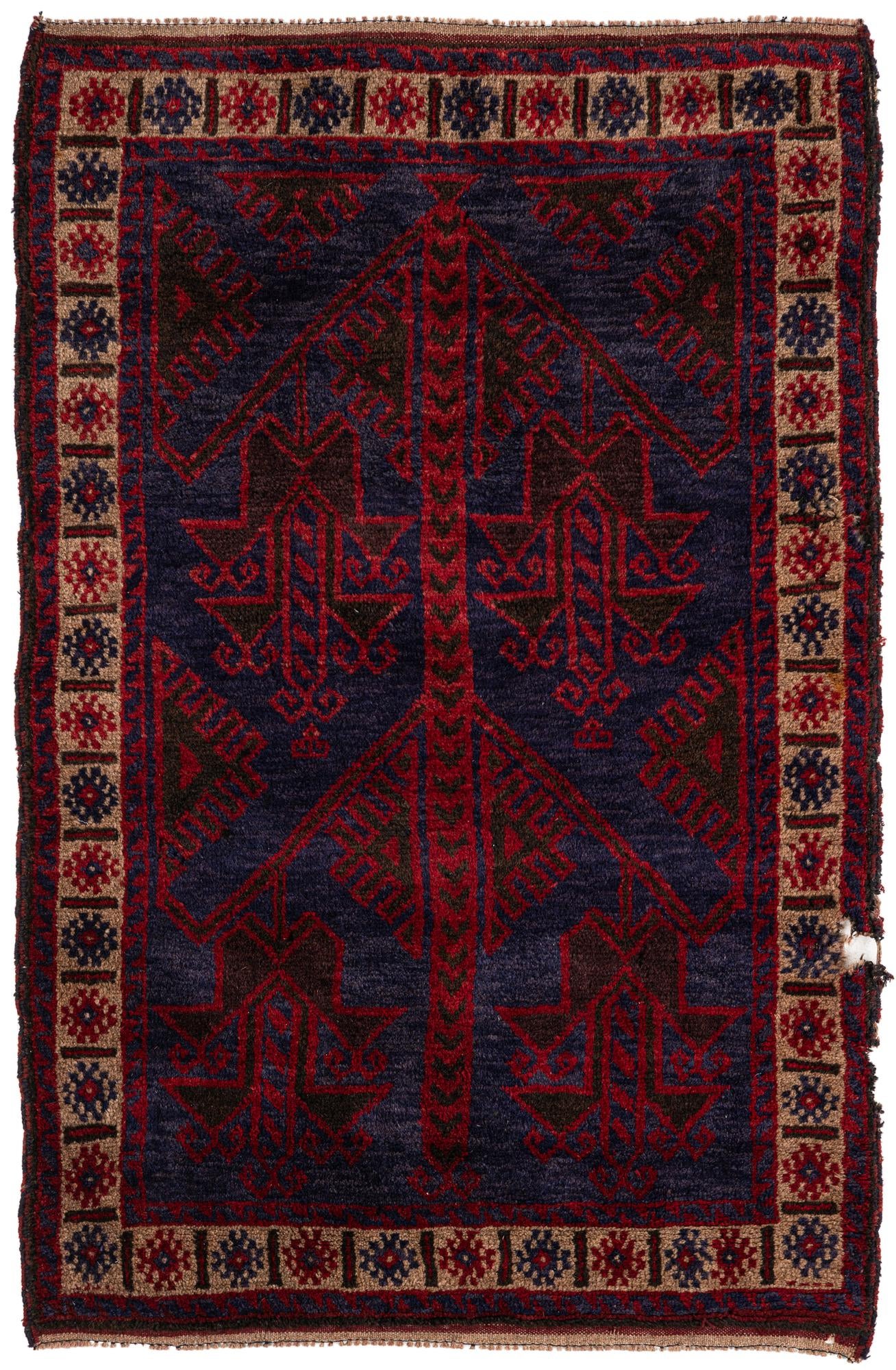 Burgundy 3' x 4' 9 Hand Knotted Balouch Persian Wool Rug | Rugs.com