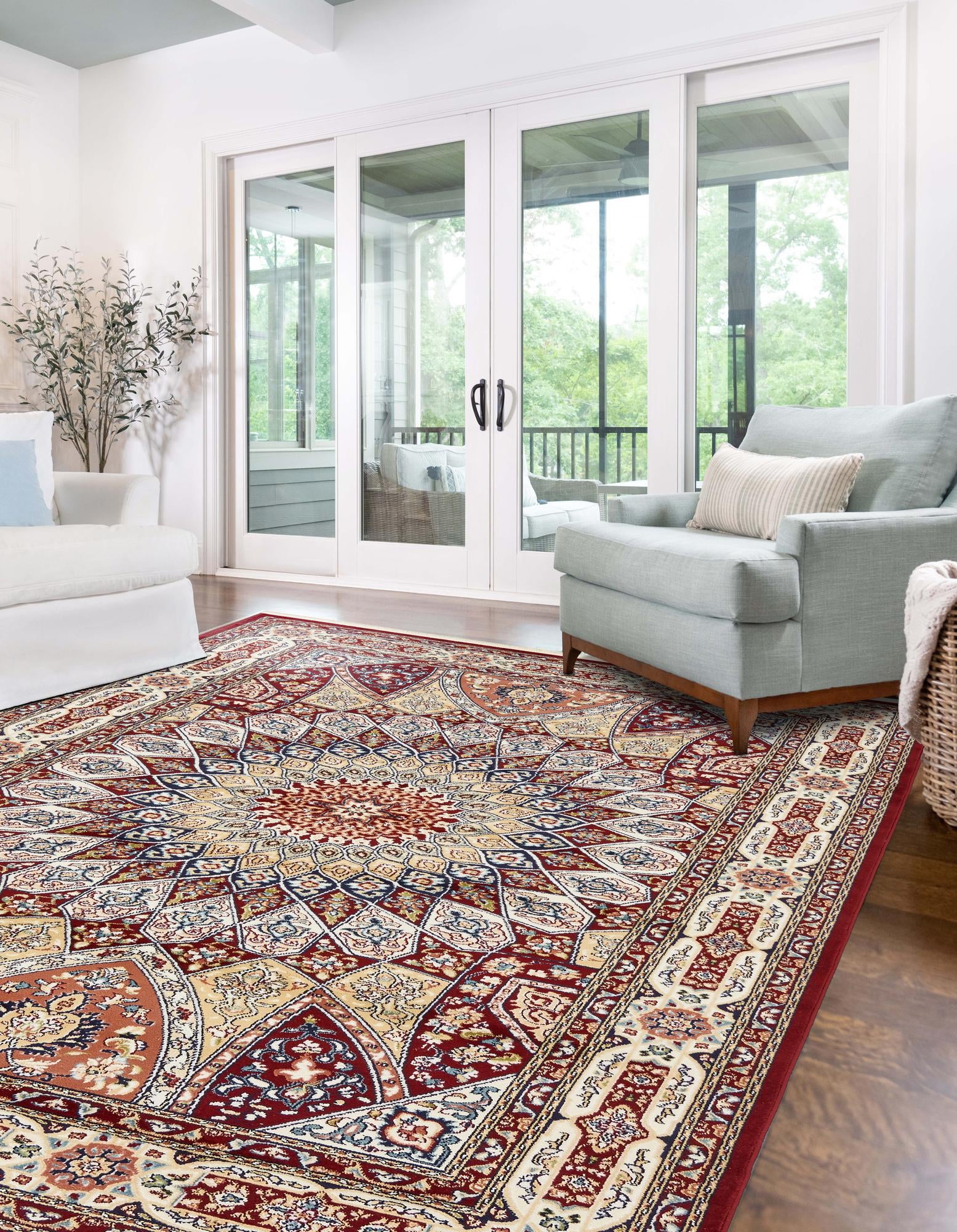 Burgundy 5' x 8' Nain Design Rug | Rugs.com