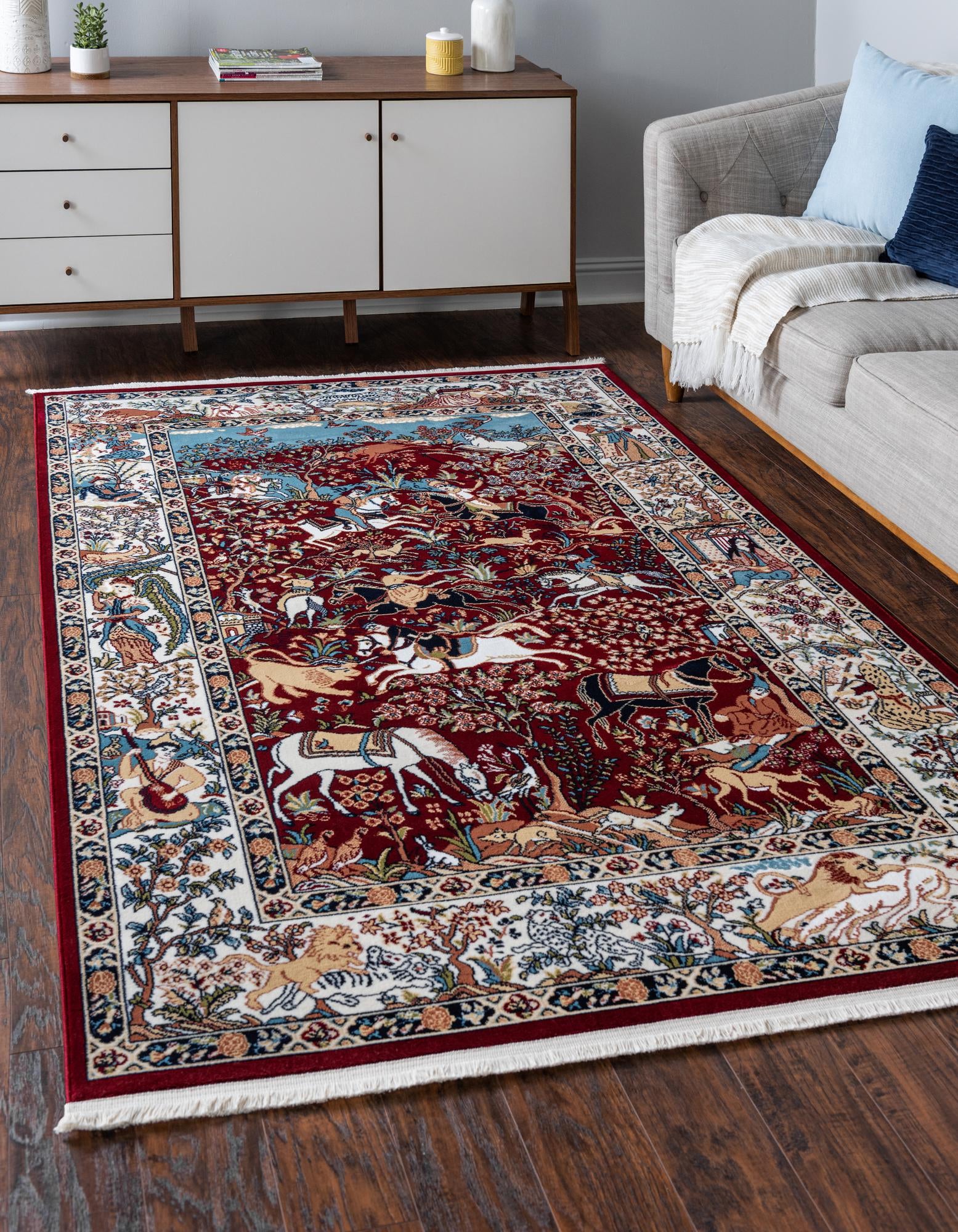 Burgundy 3' x 5' 3 Nain Design Rug | Rugs.com