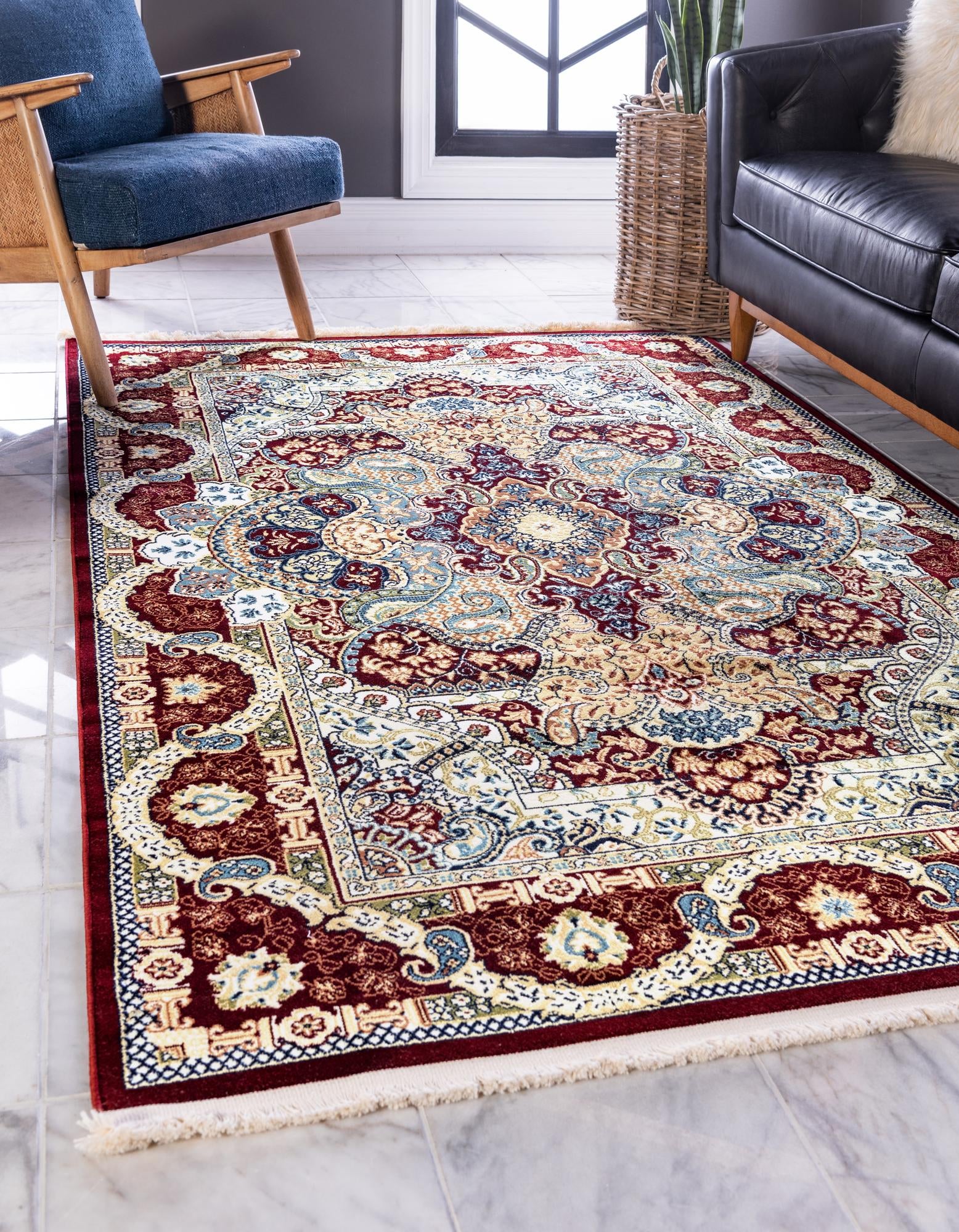 Burgundy 8' x 10' Nain Design Rug | Rugs.com
