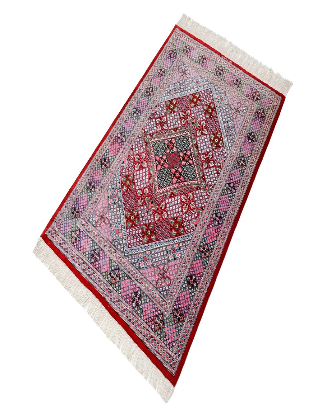 Burgundy 2' 7 x 4' 2 Hand Knotted Qom Persian Rug | Rugs.com