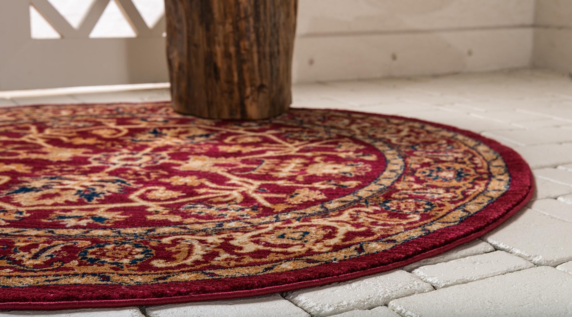 Burgundy 4' 5 x 4' 5 Charlestown Round Rug | Rugs.com
