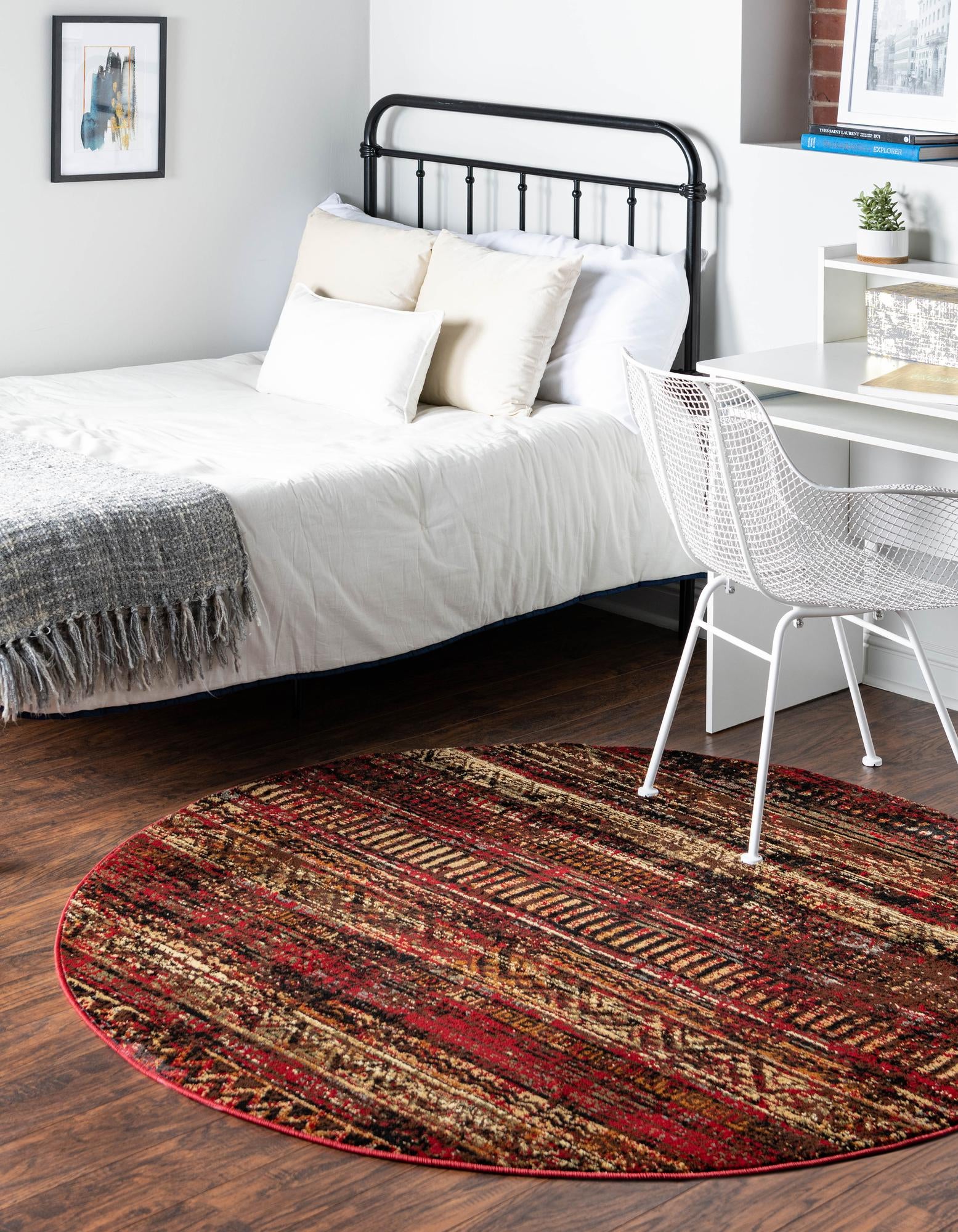 Burgundy 6' 1 x 6' 1 Saturn Round Rug | Rugs.com