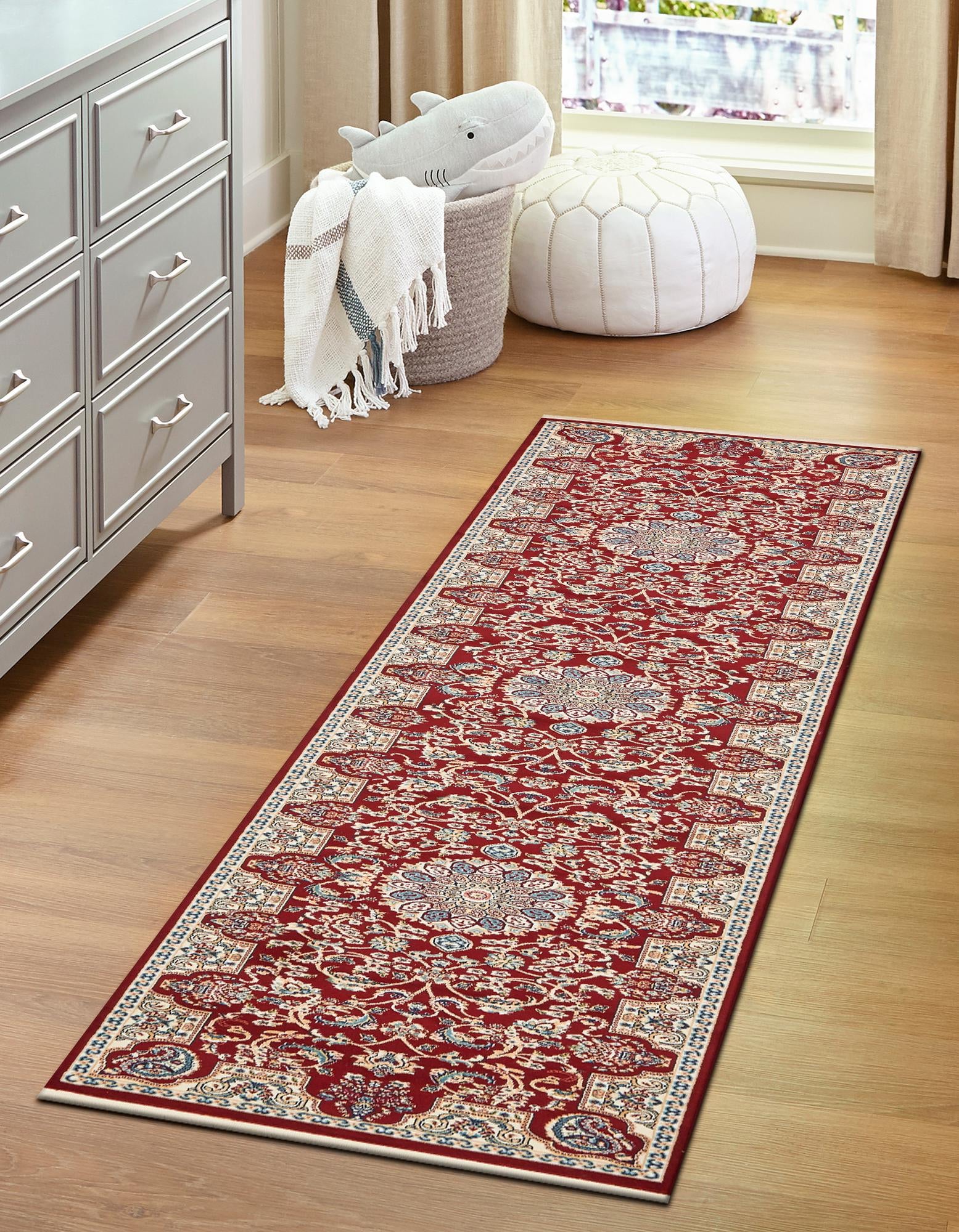 Burgundy 3' x 13' Nain Design Runner Rug | Rugs.com