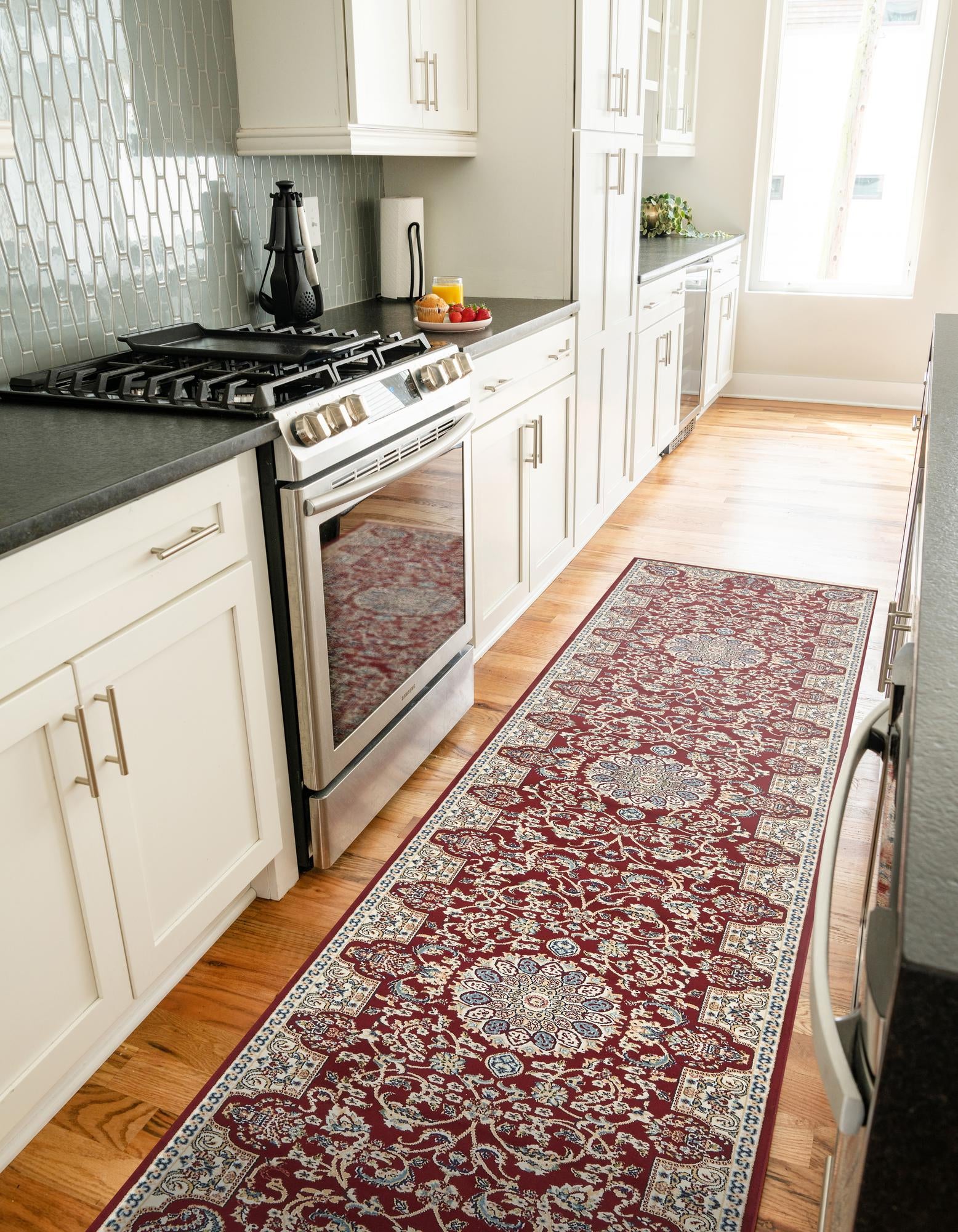 Burgundy 3' x 13' Nain Design Runner Rug | Rugs.com