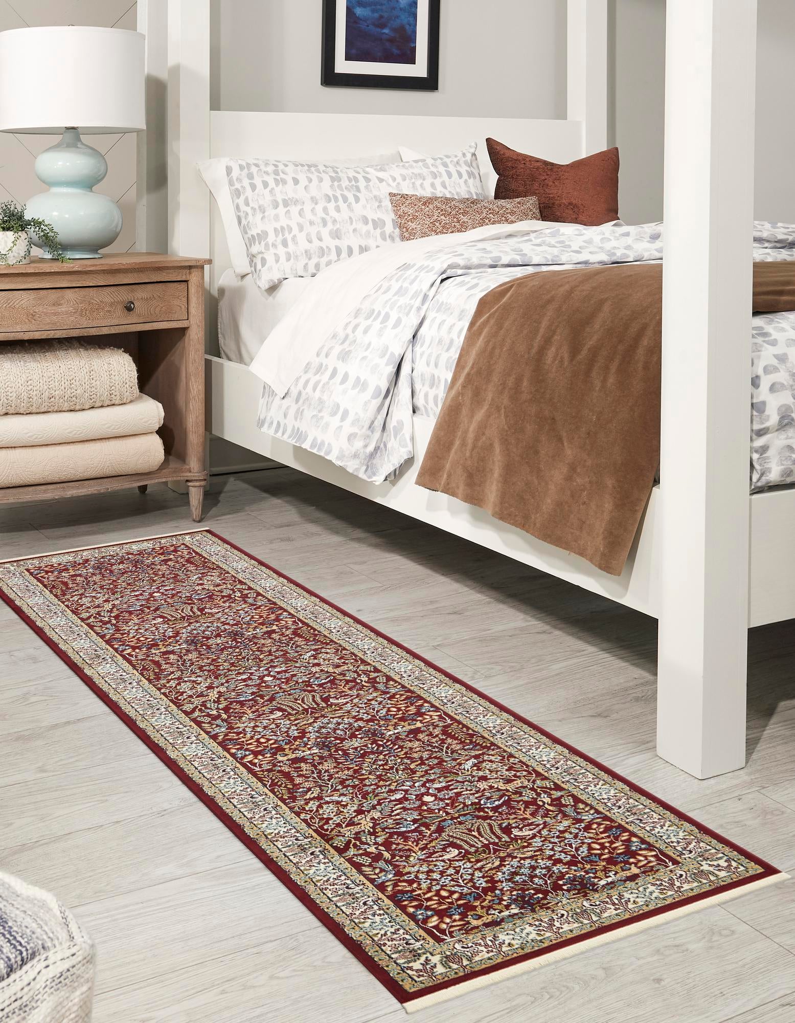 Burgundy 3' x 13' Nain Design Runner Rug | Rugs.com