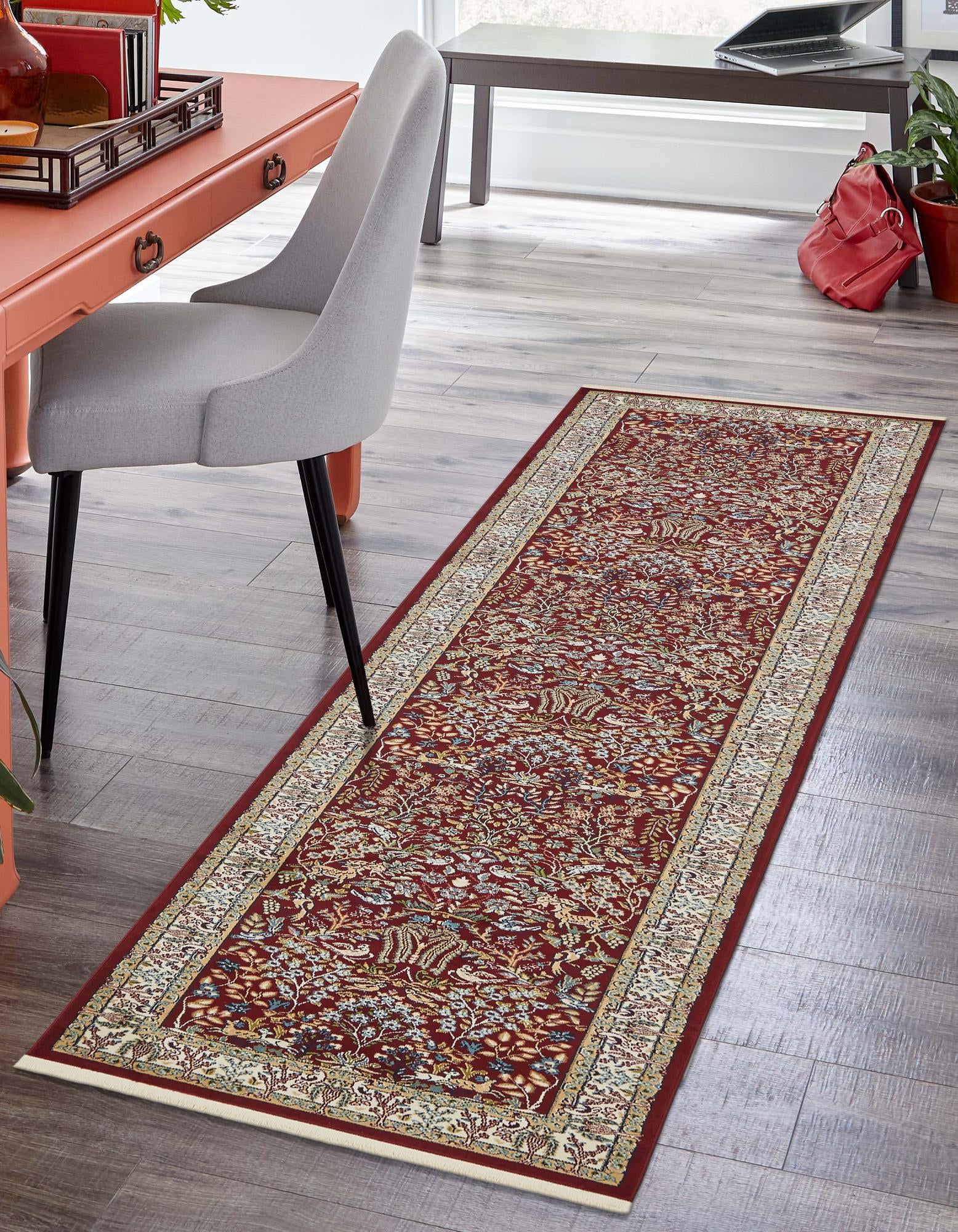 Burgundy 3' x 13' Nain Design Runner Rug | Rugs.com