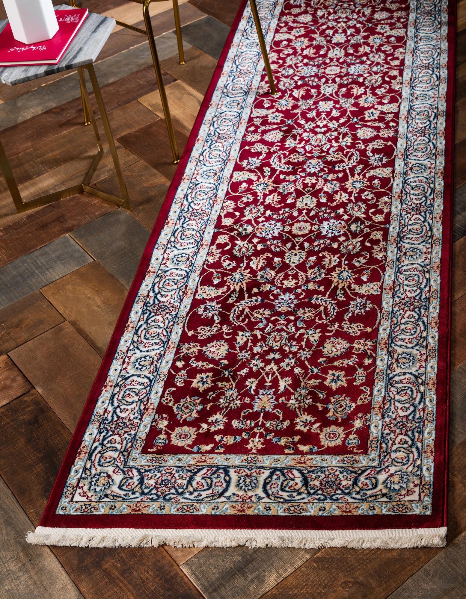 Burgundy 3' x 13' Nain Design Runner Rug | Rugs.com