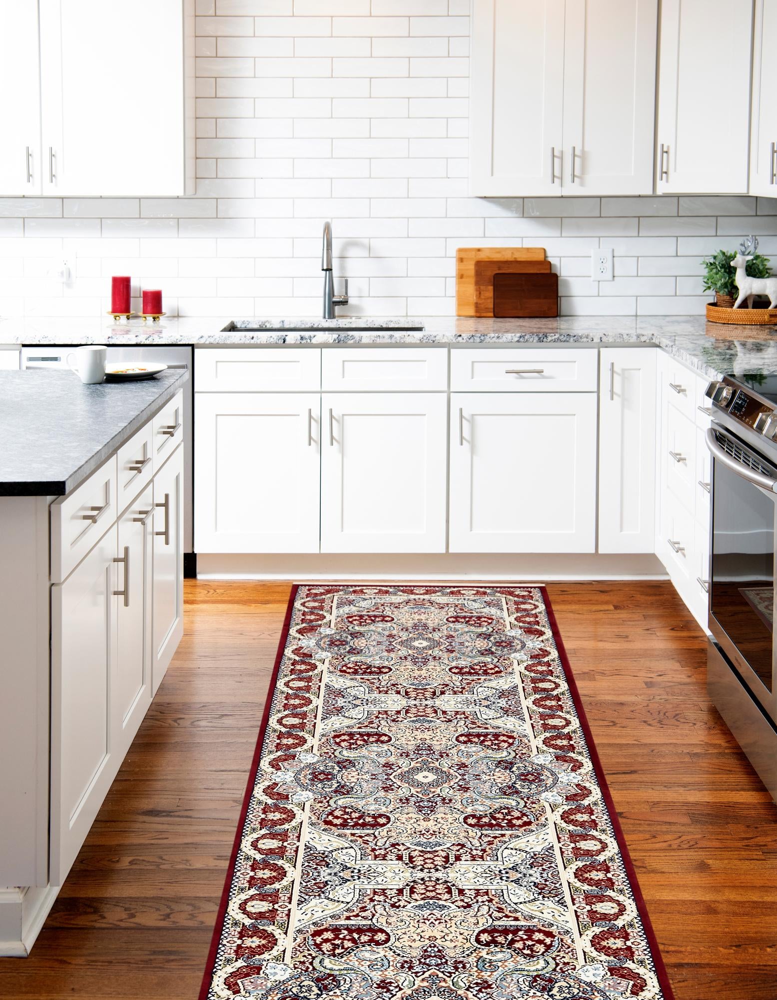 Burgundy 3' x 13' Nain Design Runner Rug | Rugs.com