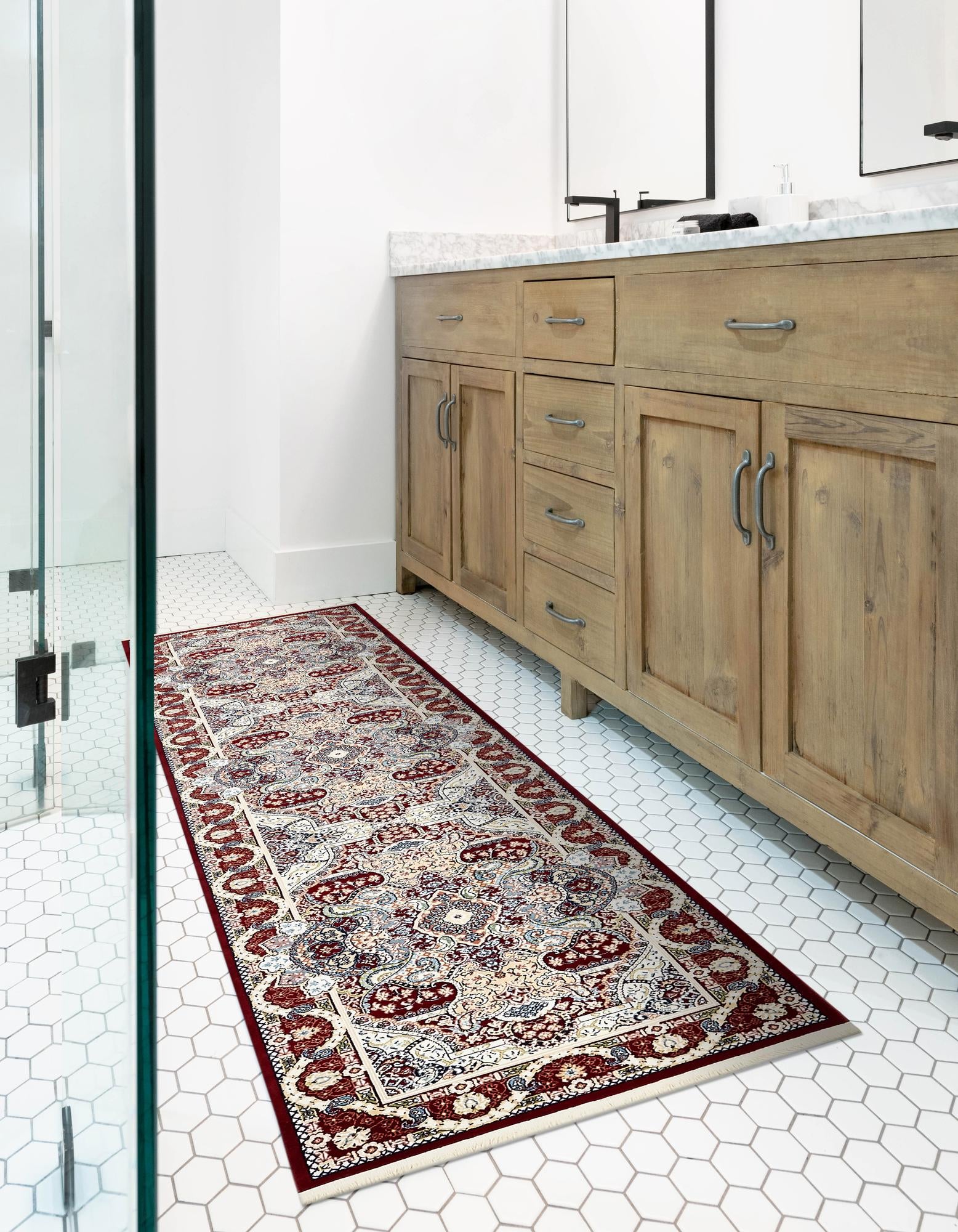 Burgundy 3' x 13' Nain Design Runner Rug | Rugs.com