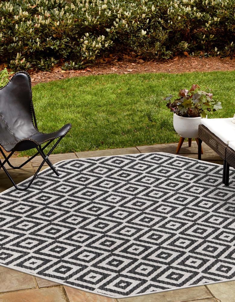 Charcoal Gray 7' 10 x 7' 10 Jill Zarin Costa Rica Indoor / Outdoor ...