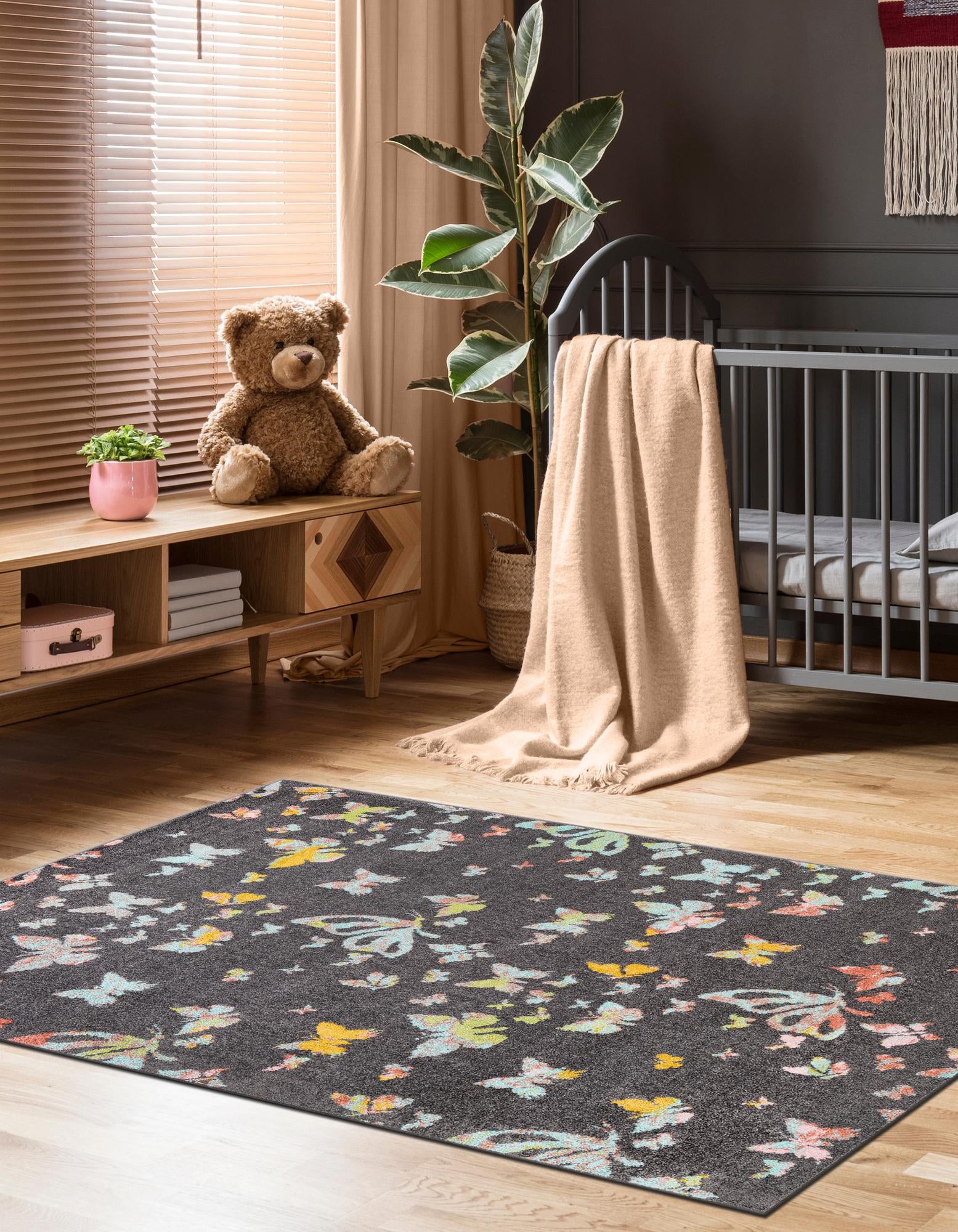 Charcoal Gray 5' 3 x 8' Whimsy Kids Rug | Rugs.com