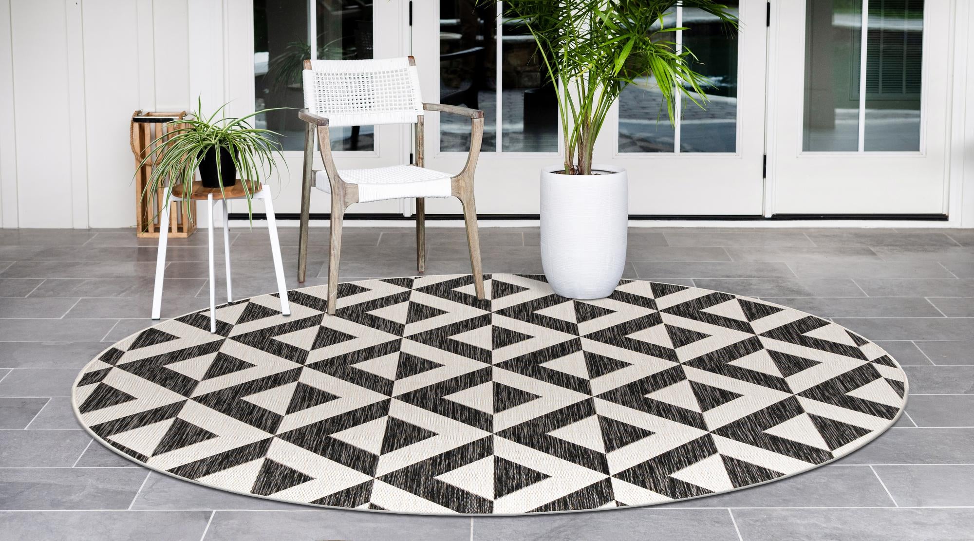 Charcoal Gray 12' x 12' Jill Zarin Napa Indoor / Outdoor Round Rug ...