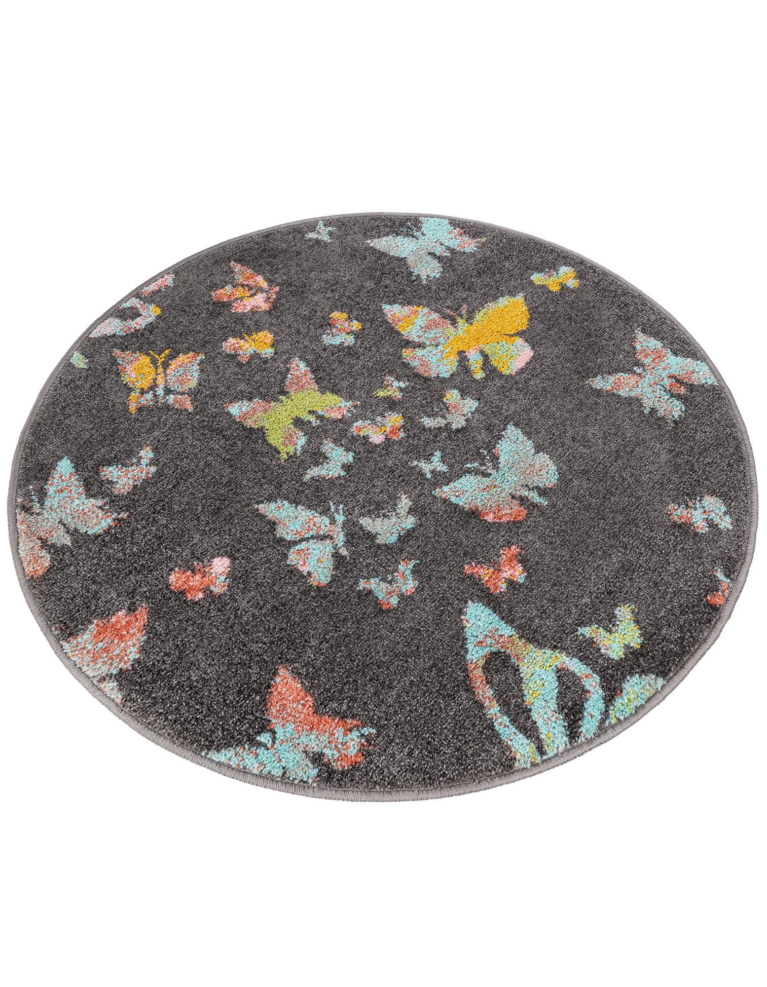 Charcoal Gray 3' 3 x 3' 3 Whimsy Kids Round Rug | Rugs.com