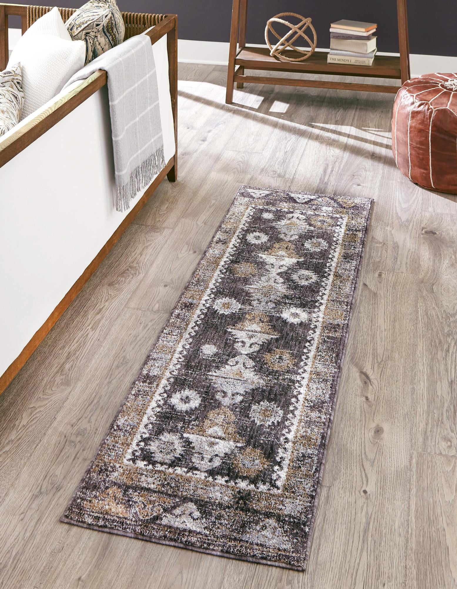 Charcoal Gray 2' x 8' Eco Southwestern Runner Rug | Rugs.com