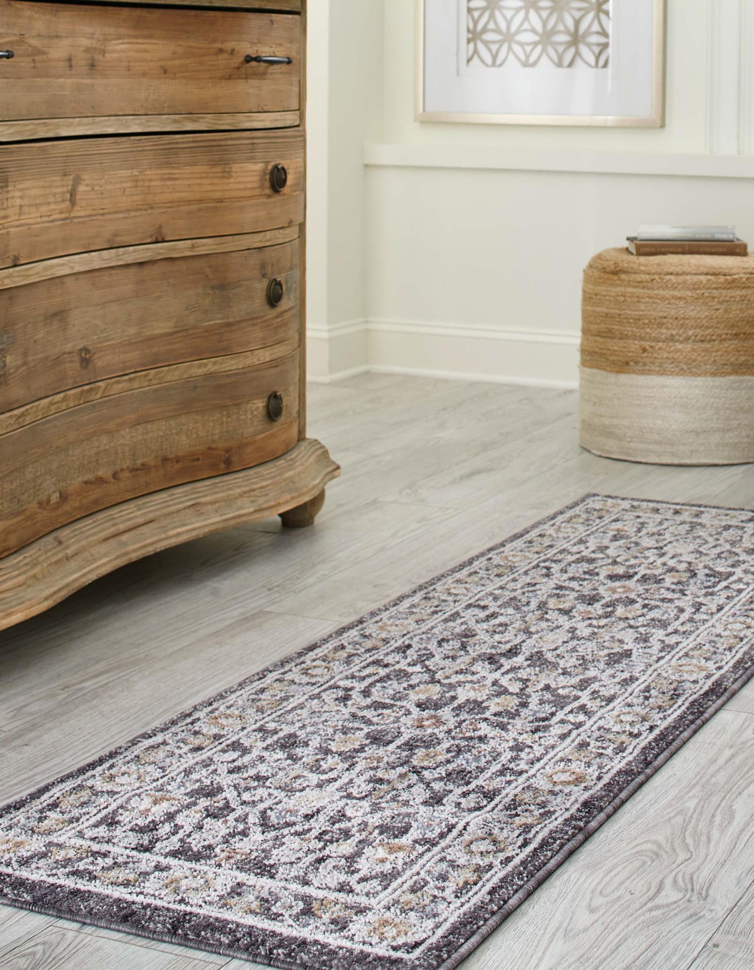 Charcoal Gray 2' x 6' Eco Traditional Runner Rug | Rugs.com