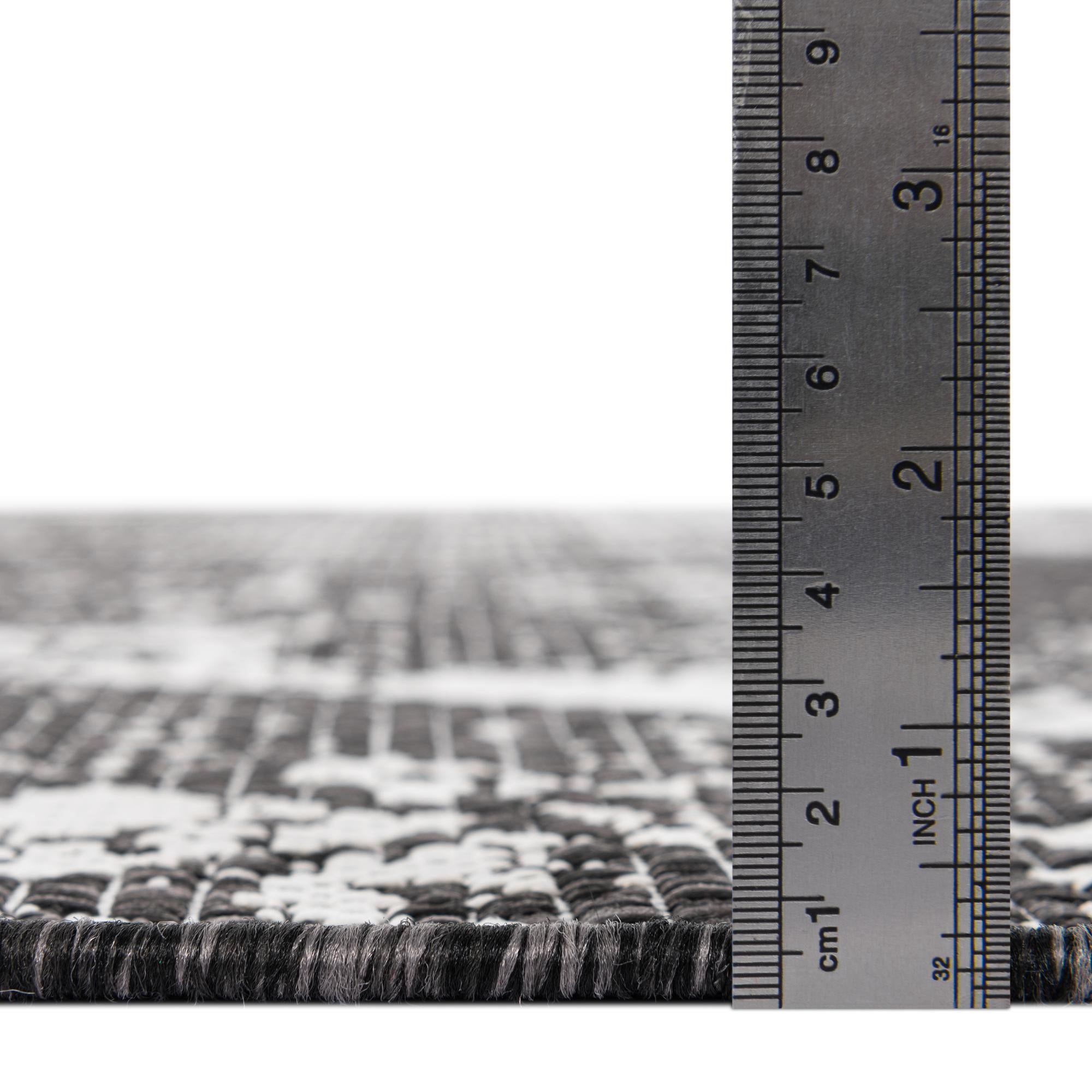 Charcoal Gray 7' x 7' Bohemian Indoor / Outdoor Square Rug | Rugs.com