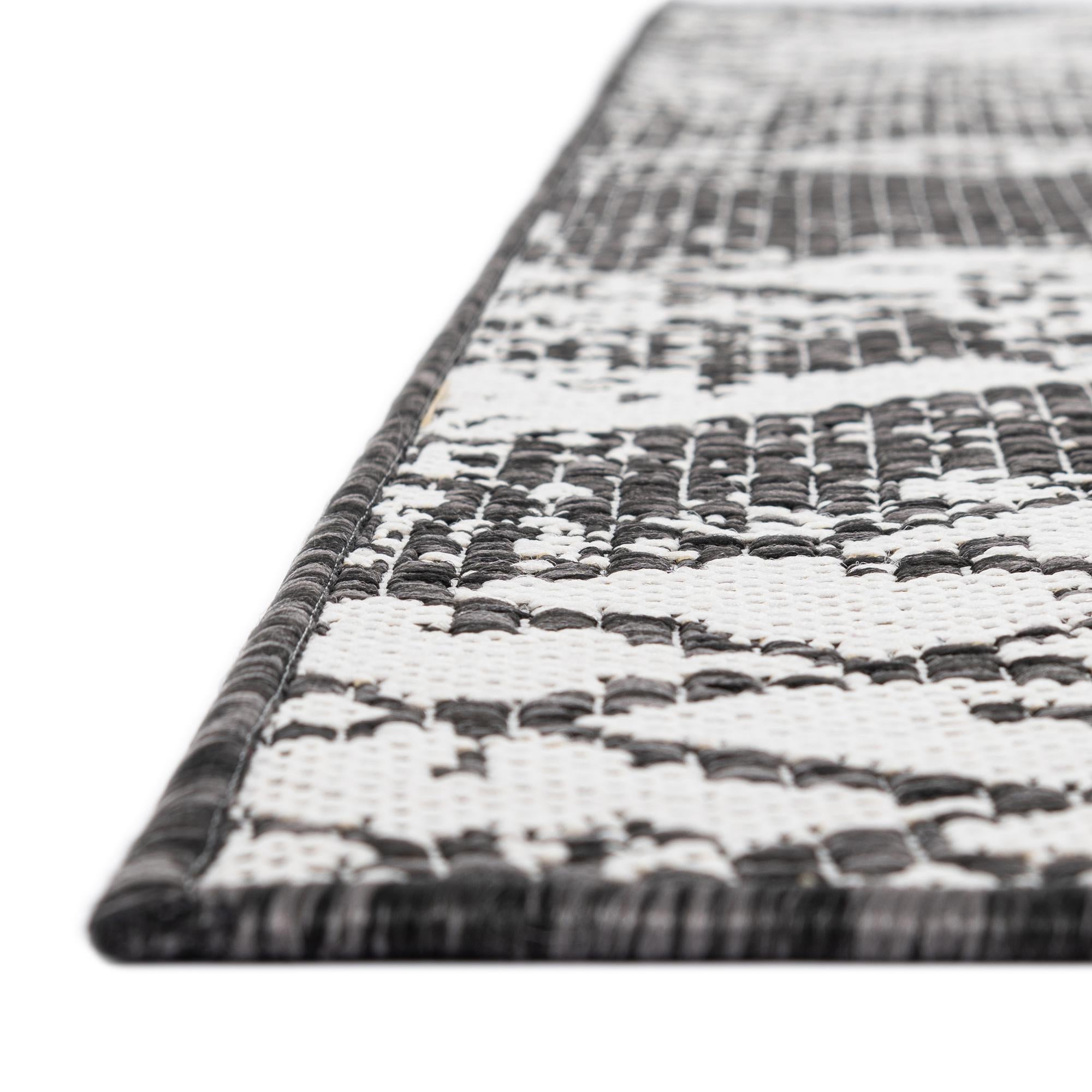 Charcoal Gray 7' x 7' Bohemian Indoor / Outdoor Square Rug | Rugs.com