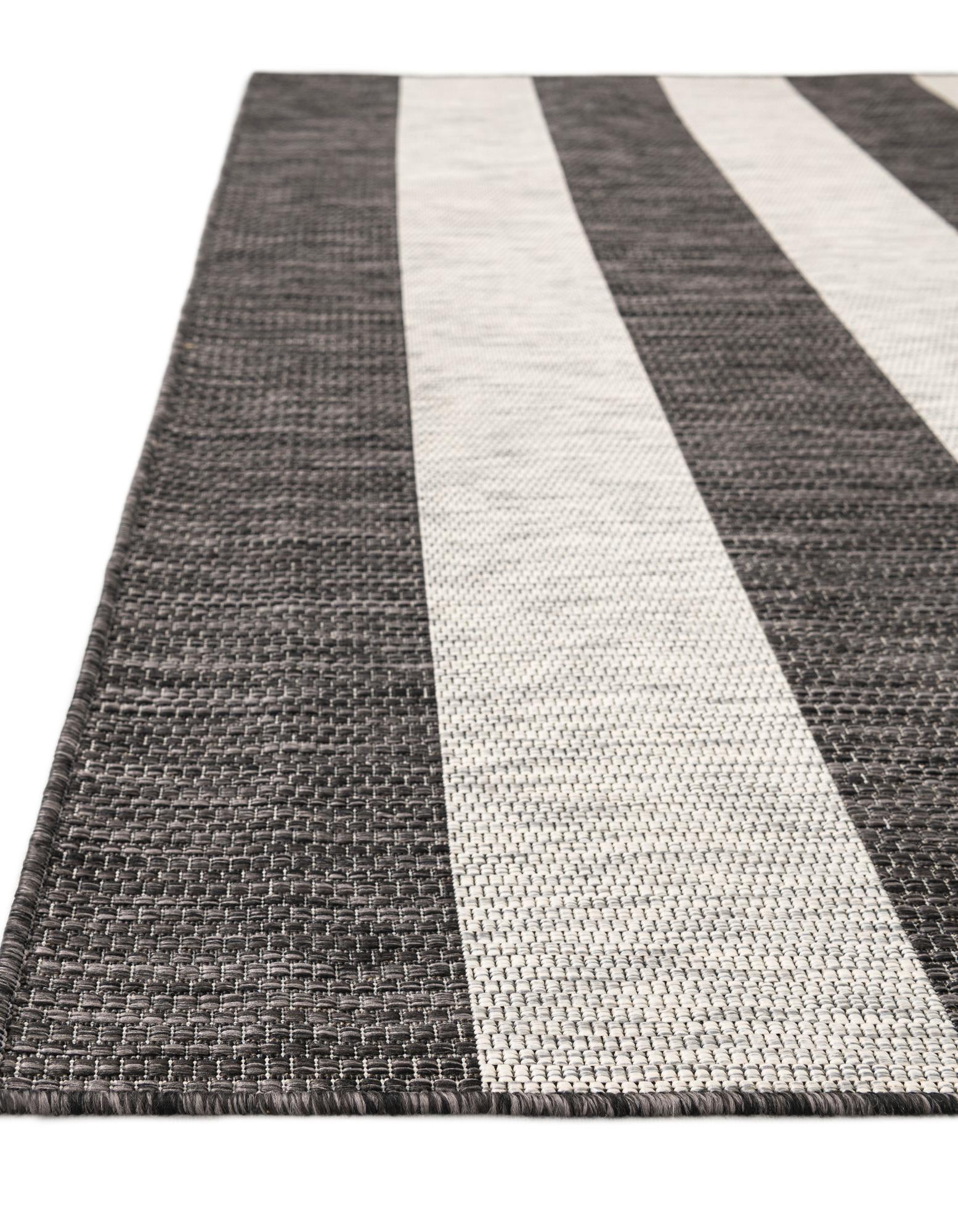 Charcoal Gray 6' x 6' Ribbon Indoor / Outdoor Square Rug | Rugs.com