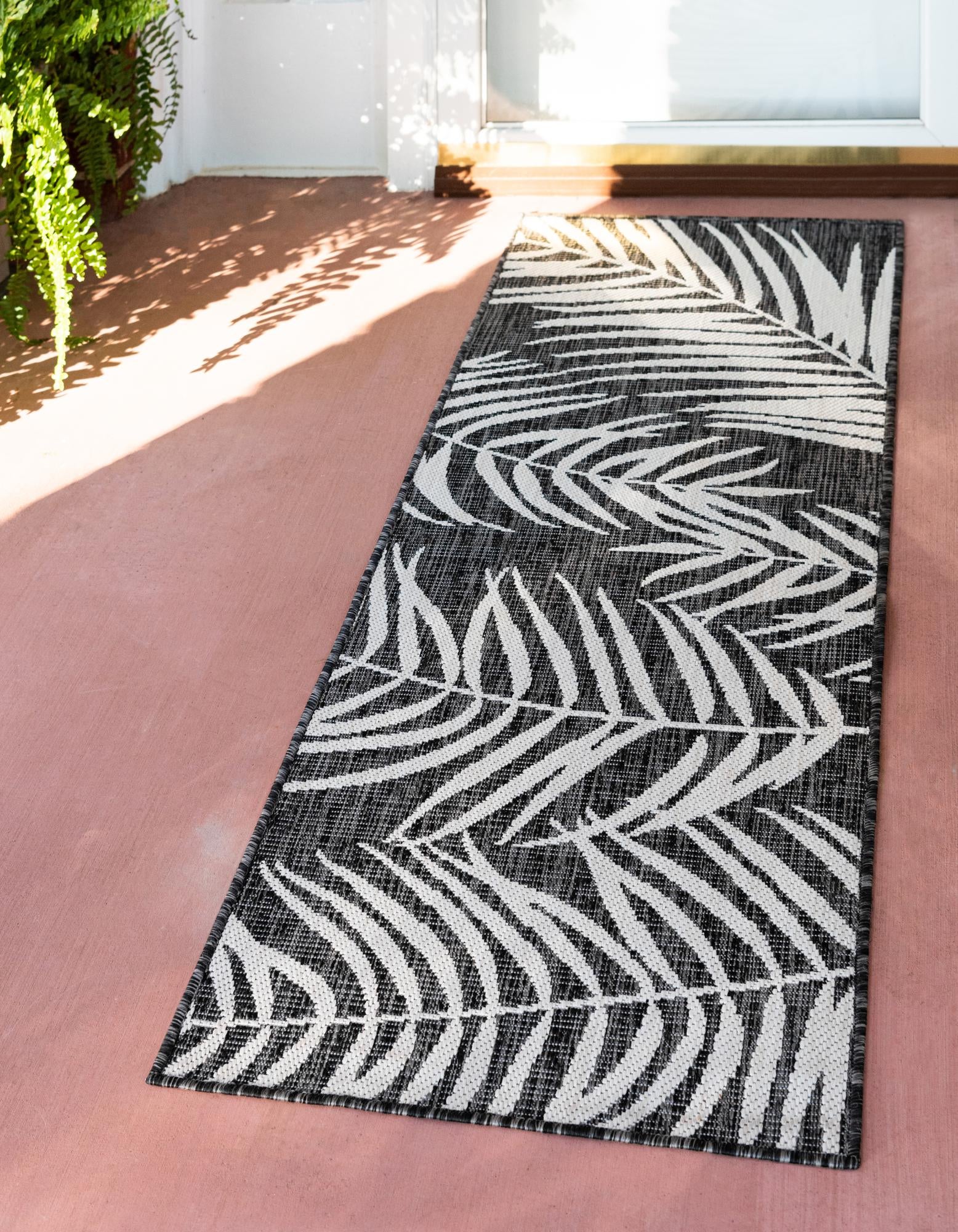 Green 2' x 6' Botanical Indoor / Outdoor Runner Rug | Rugs.com