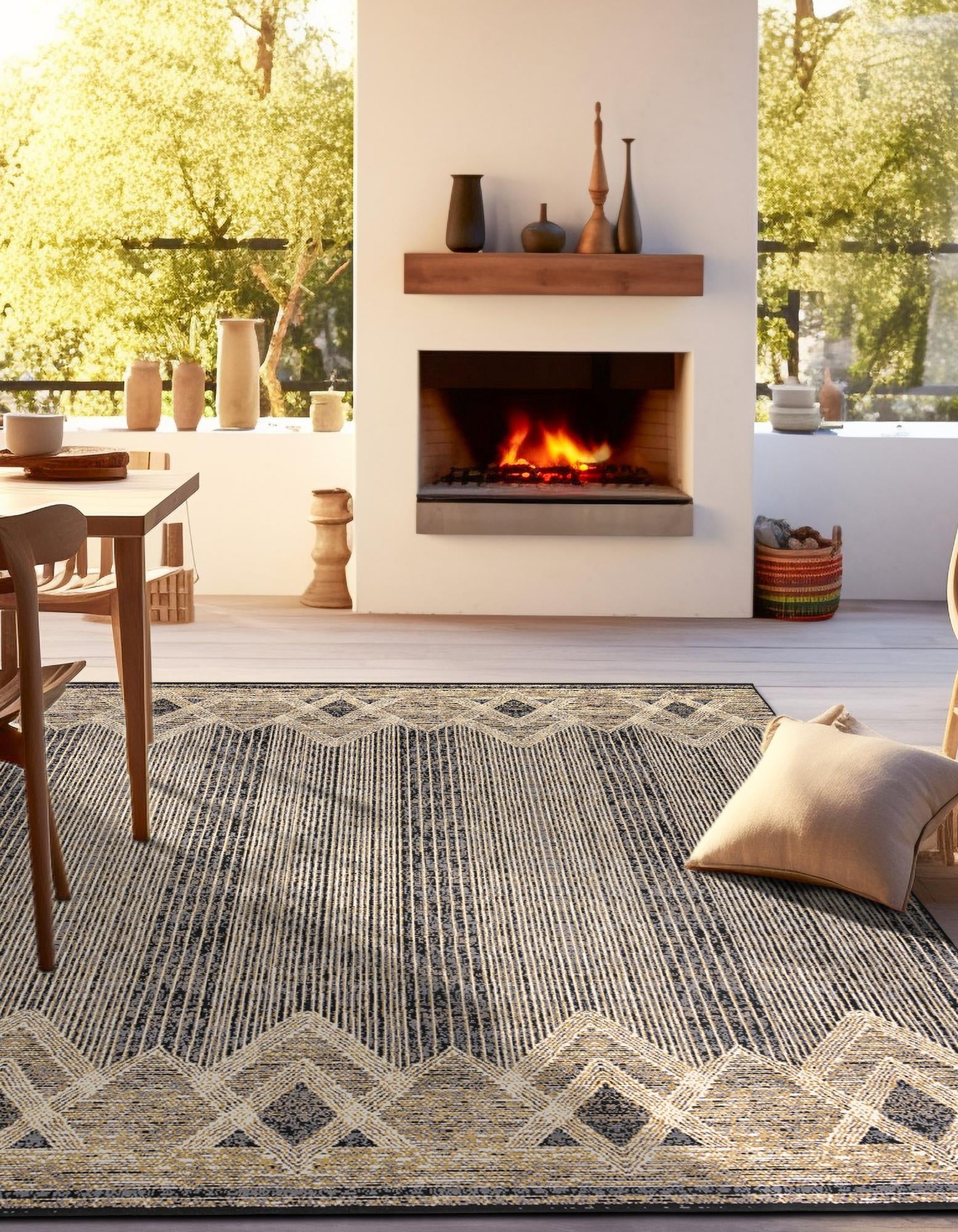 Charcoal 10' x 10' Modern Indoor / Outdoor Square Rug | Rugs.com