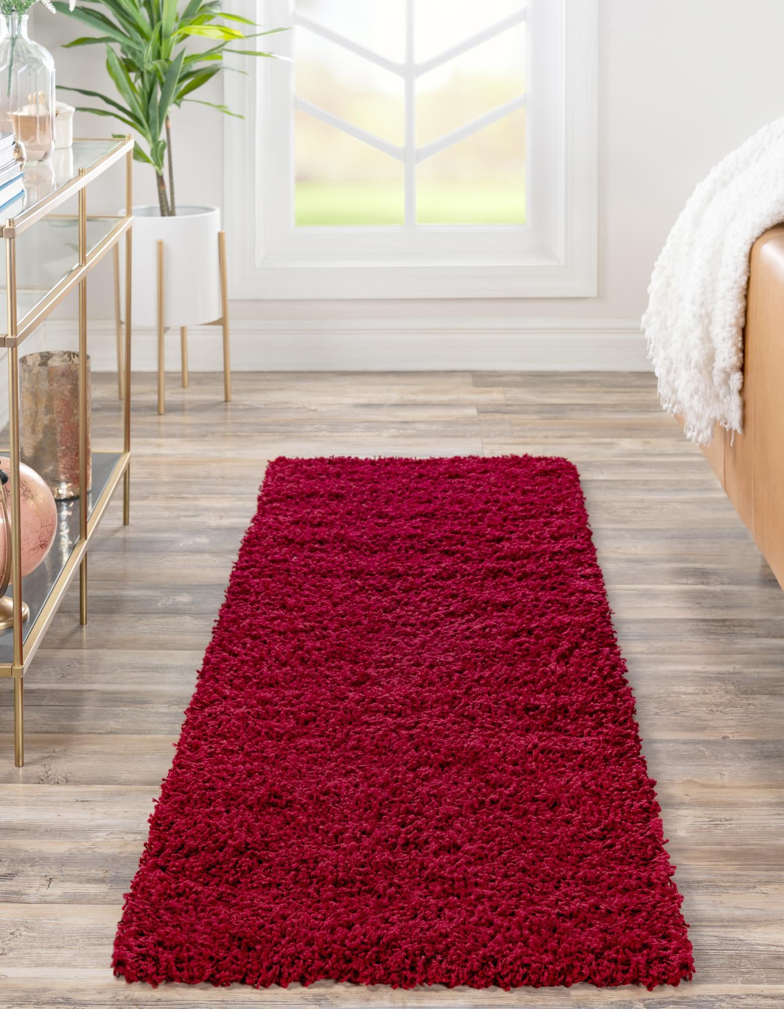 Cherry Red 2' 7 x 10' Solid Shag Runner Rug | Rugs.com