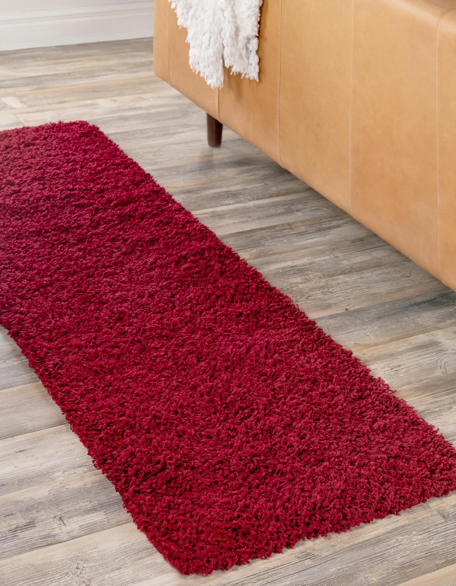 Cherry Red 2' 7 x 10' Solid Shag Runner Rug | Rugs.com
