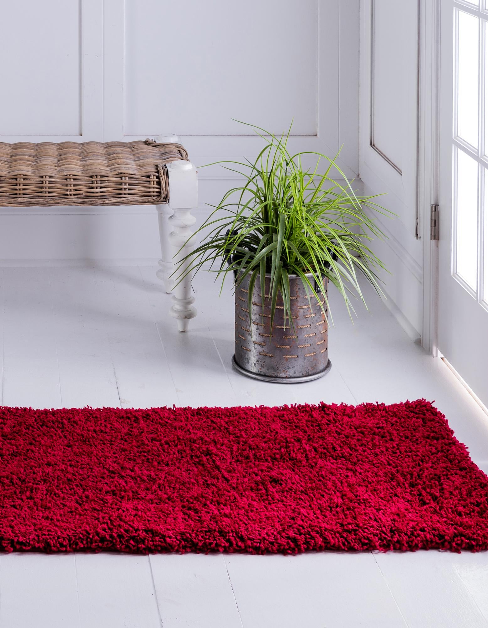 Cherry Red 2' 6 x 16' 5 Solid Shag Runner Rug | Rugs.com