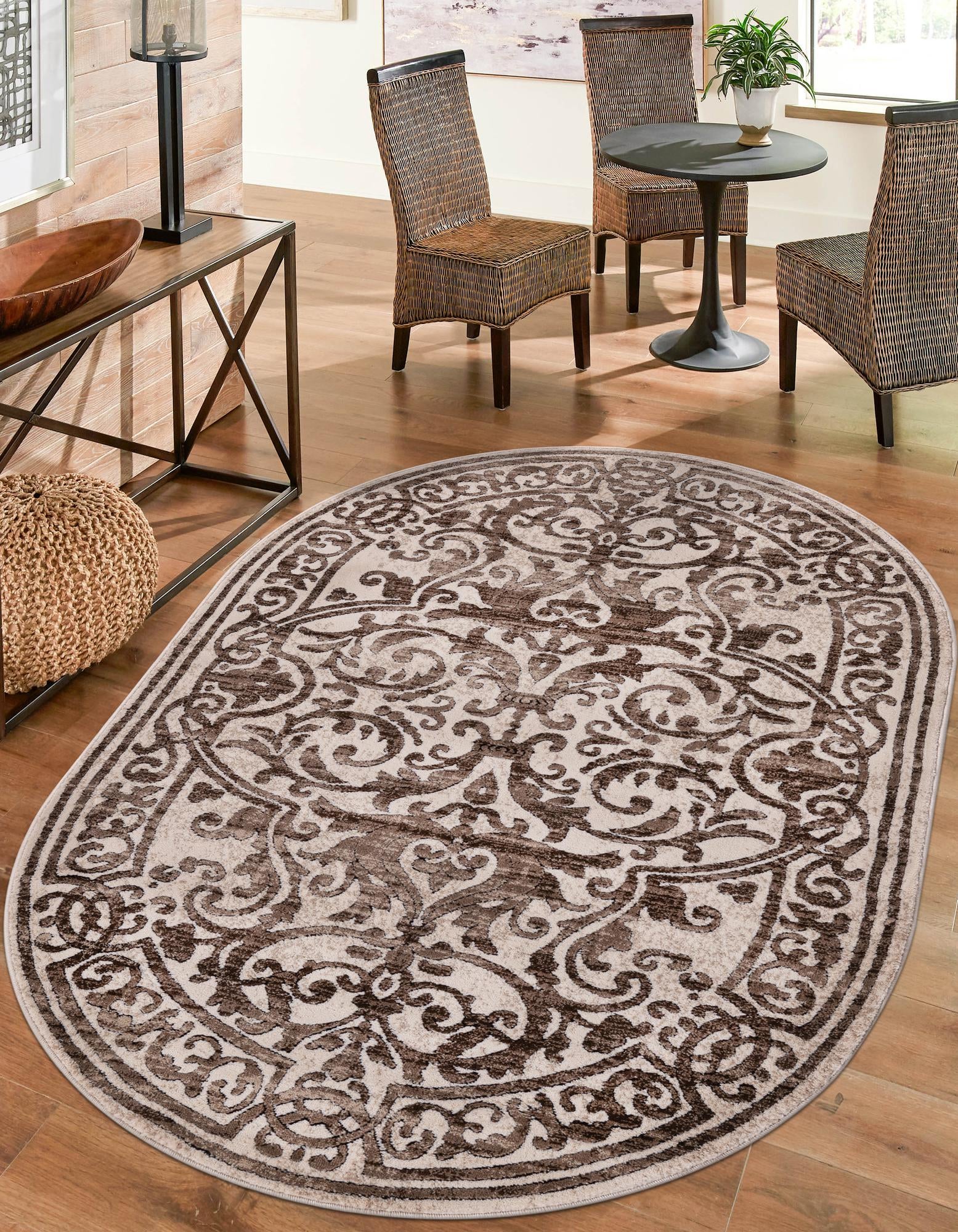 Chocolate Brown 5' 3 x 8' Hermitage Oval Rug | Rugs.com
