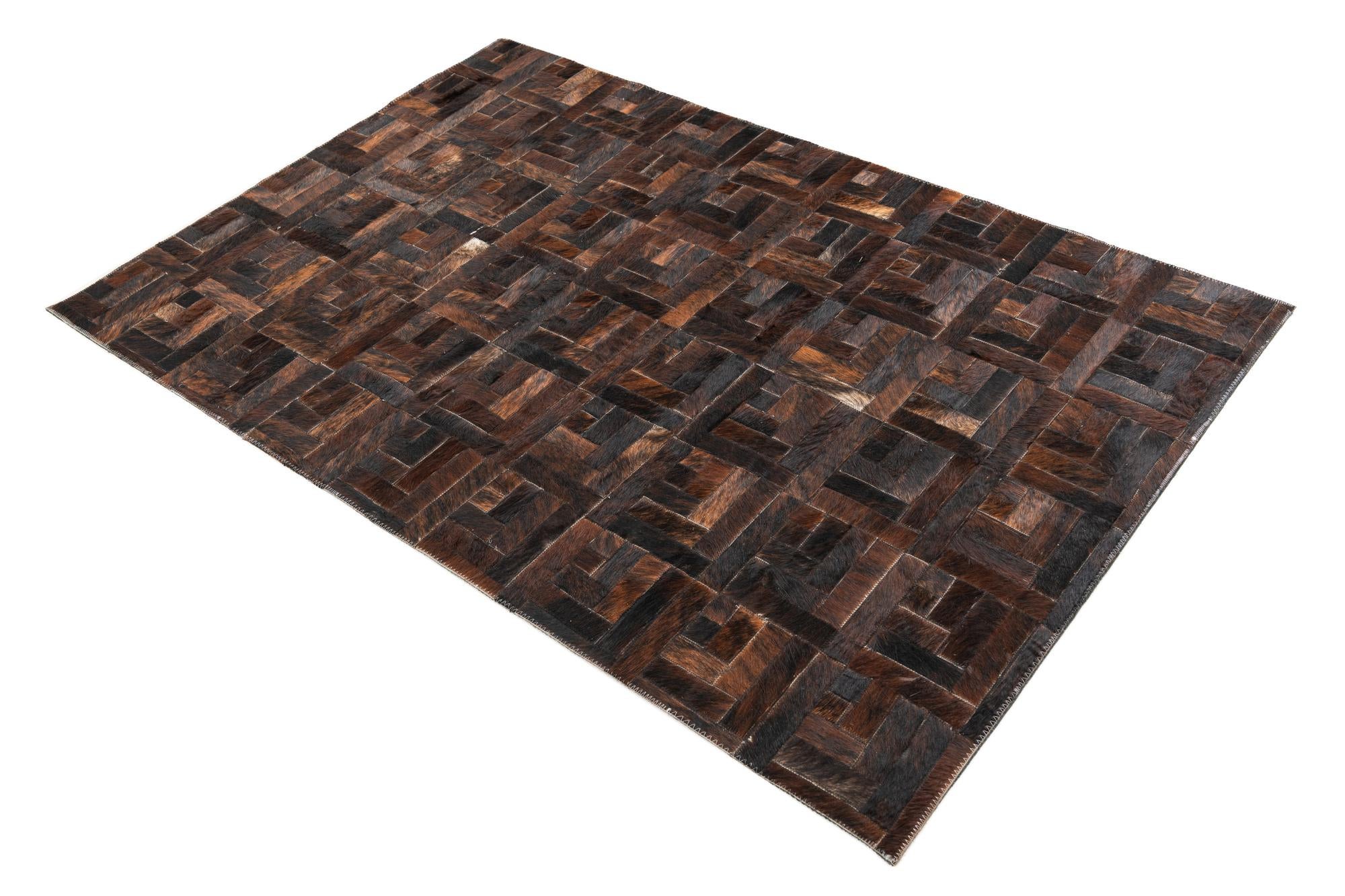 Chocolate Brown 3' 8 x 5' 6 Cowhide Leather Rug | Rugs.com