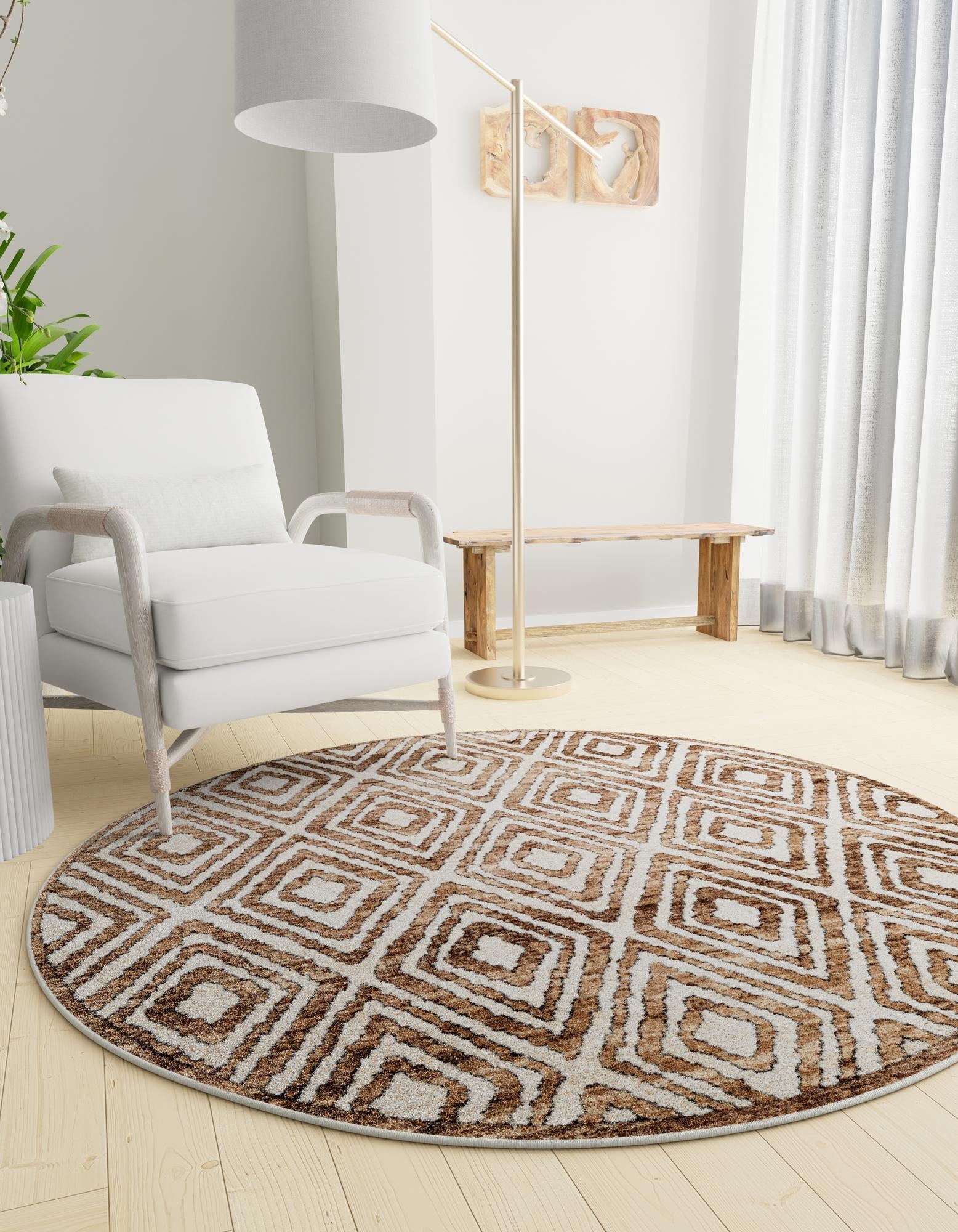 Chocolate Brown 4' x 4' Hermitage Round Rug | Rugs.com