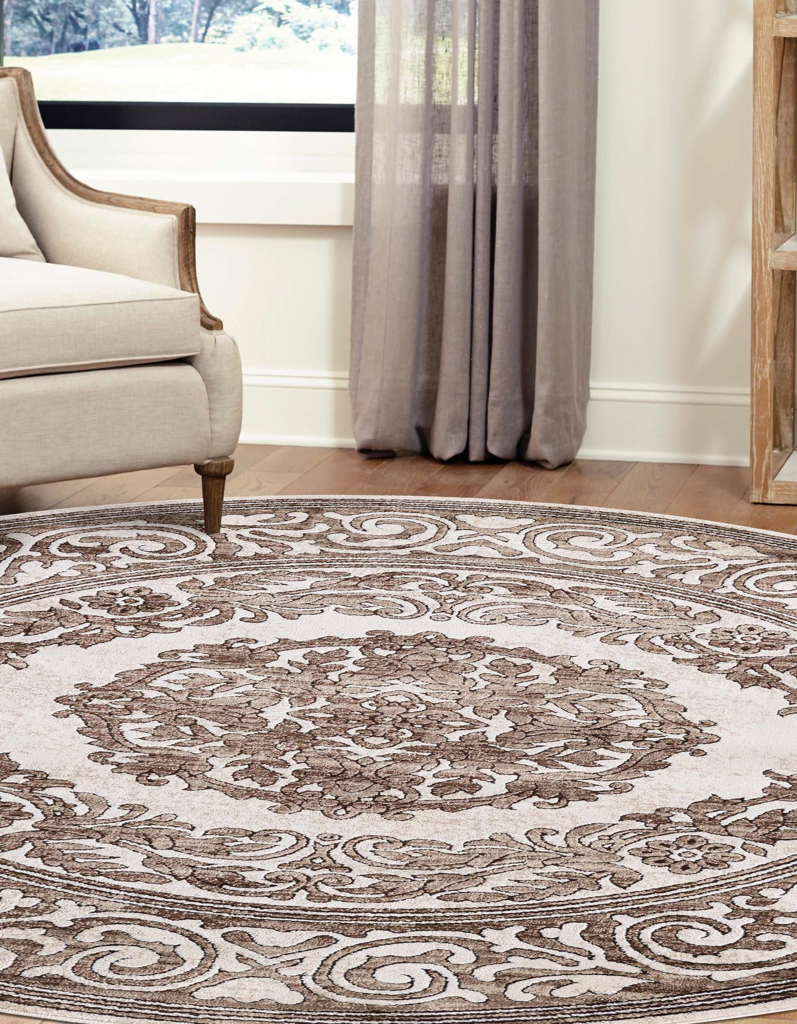 Chocolate Brown 7' 10 x 7' 10 Hermitage Round Rug | Rugs.com