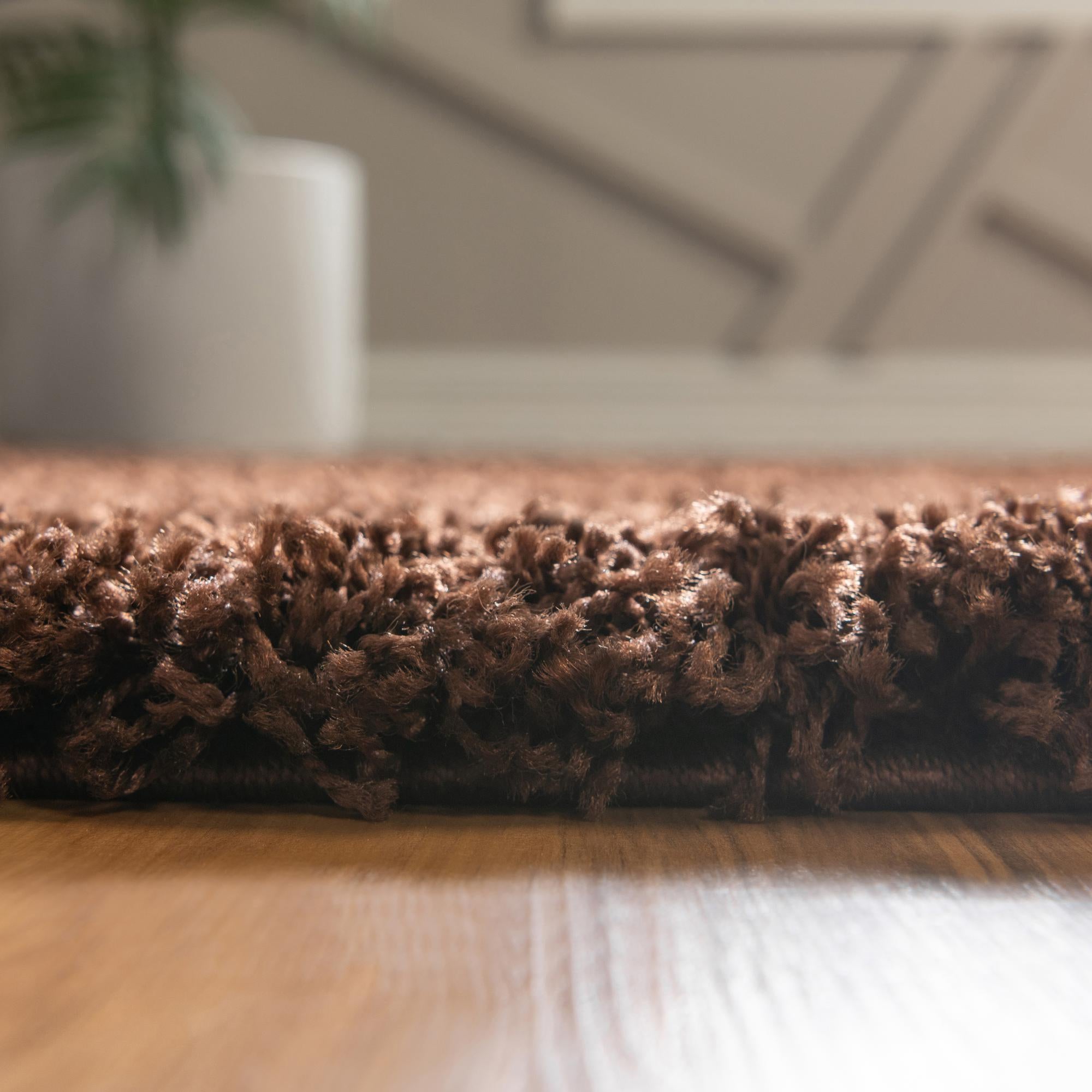 Chocolate Brown 8' x 8' Solid Shag Square Rug | Rugs.com