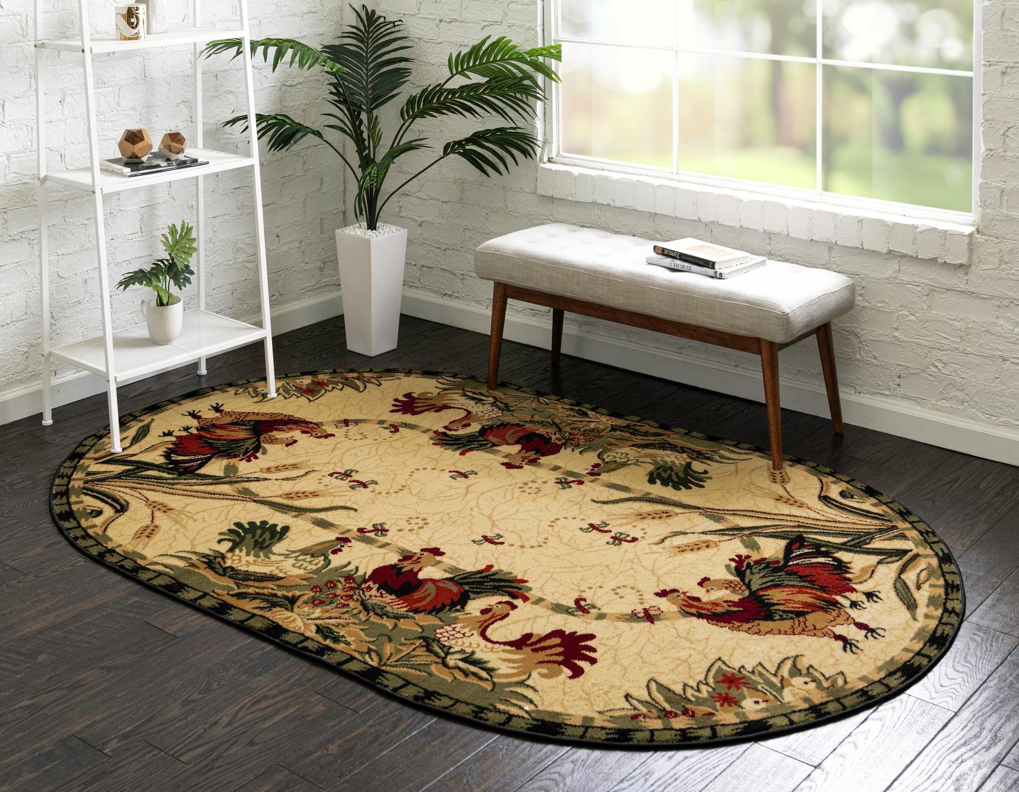 Cream 3' x 5' 3 Pastoral Oval Rug | Rugs.com