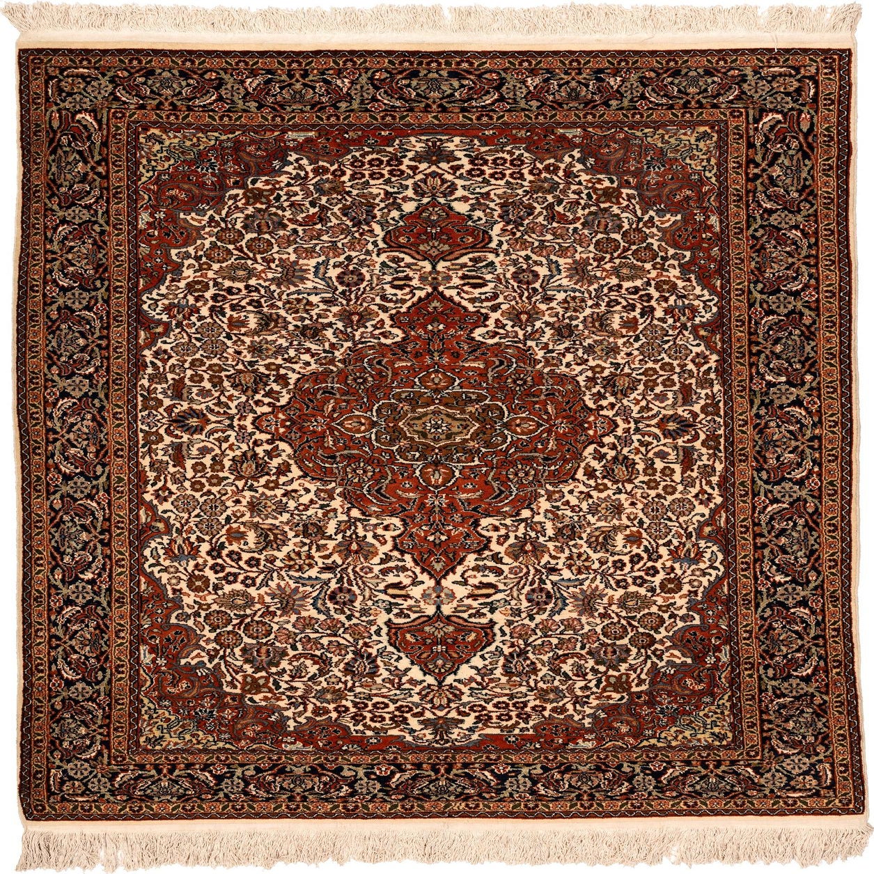 Cream 4' 1 x 6' Hand Knotted Kashan Oriental Wool Rug | Rugs.com