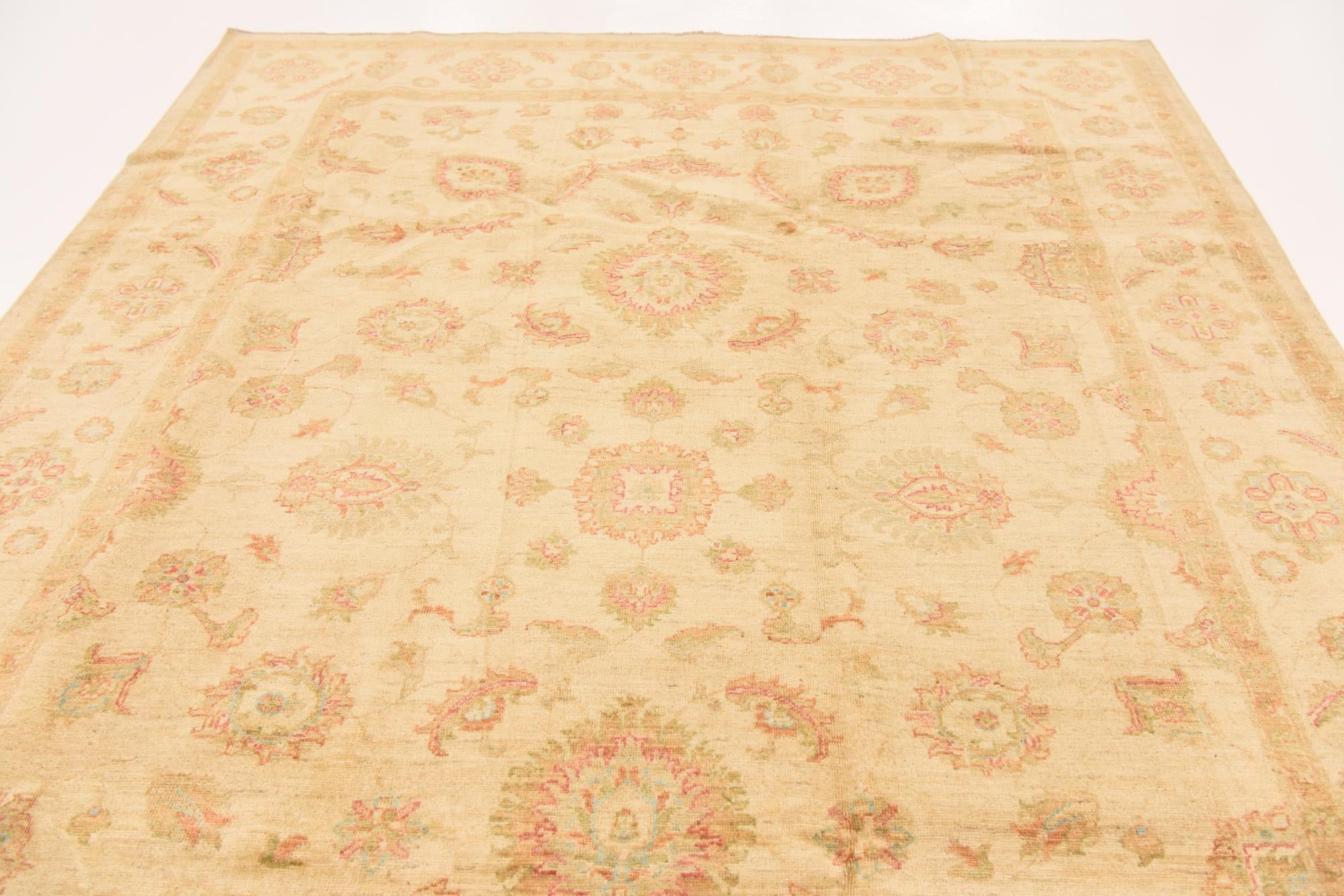 Cream 7' x 10' Hand Knotted Peshawar Ziegler Rug | Rugs.com