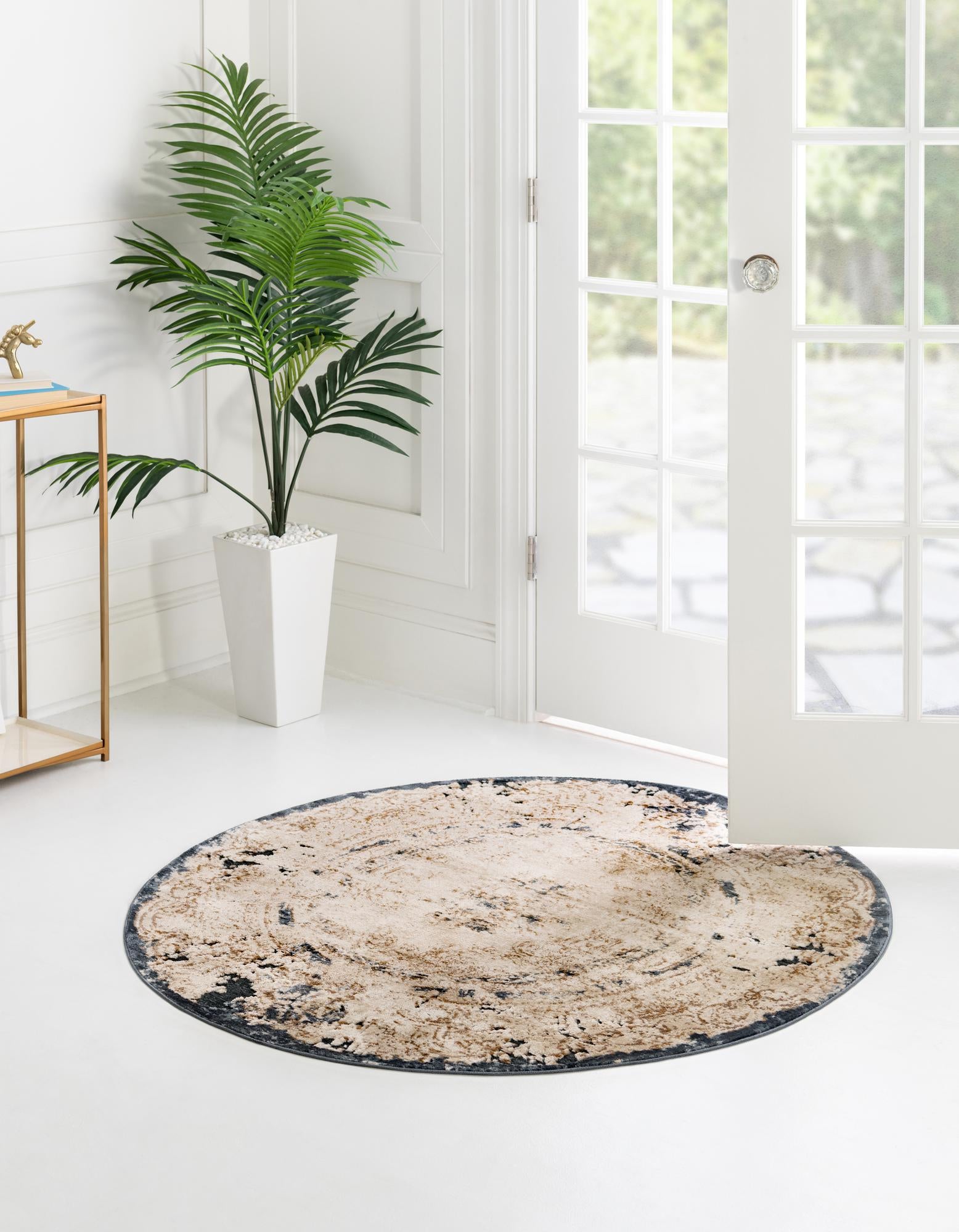 Cream 4' x 4' Eliza Round Rug | Rugs.com
