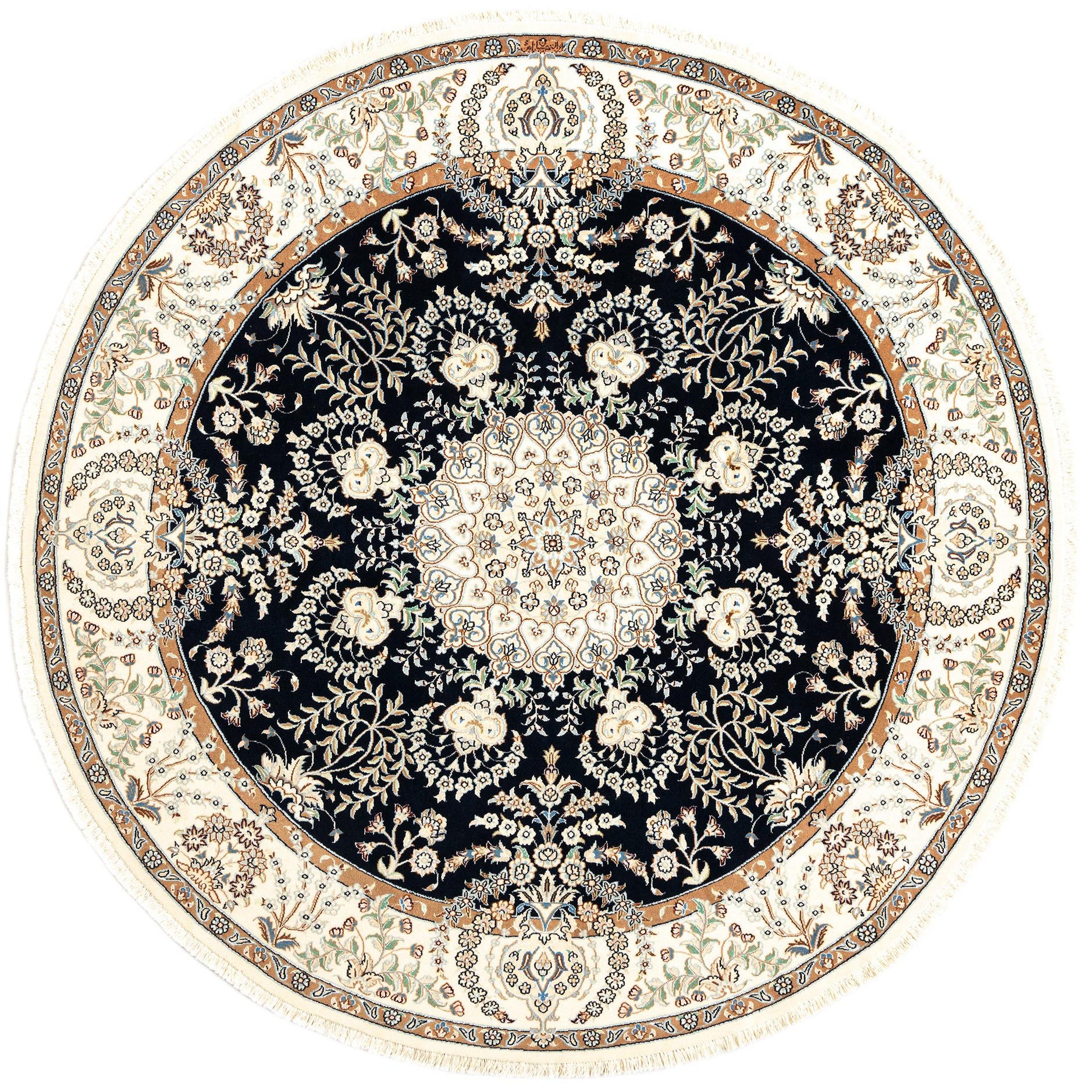 Cream 6' 7 x 6' 7 Nain Round Rug | Rugs.com