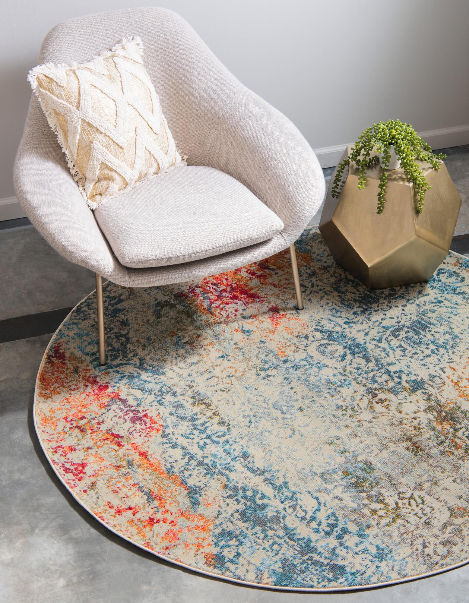 Cream 8' 4 x 8' 4 Arlo Santiago Round Rug | Rugs.com