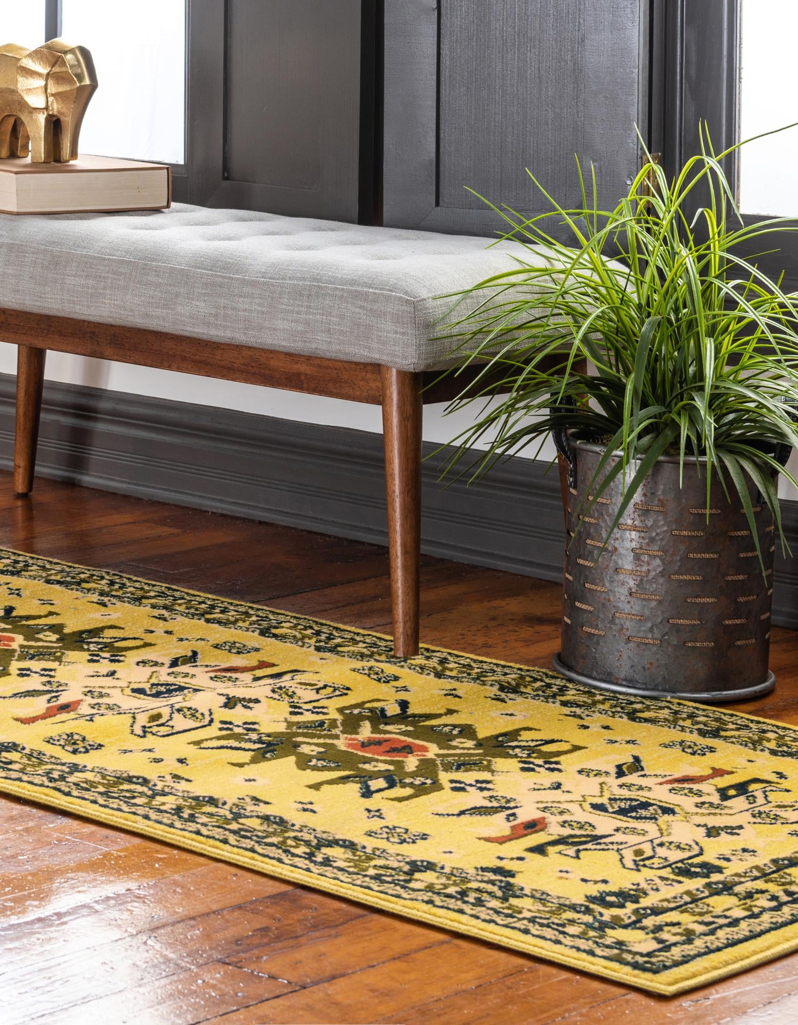 Cream 2' 2 x 8' 2 Heris Runner Rug | Rugs.com