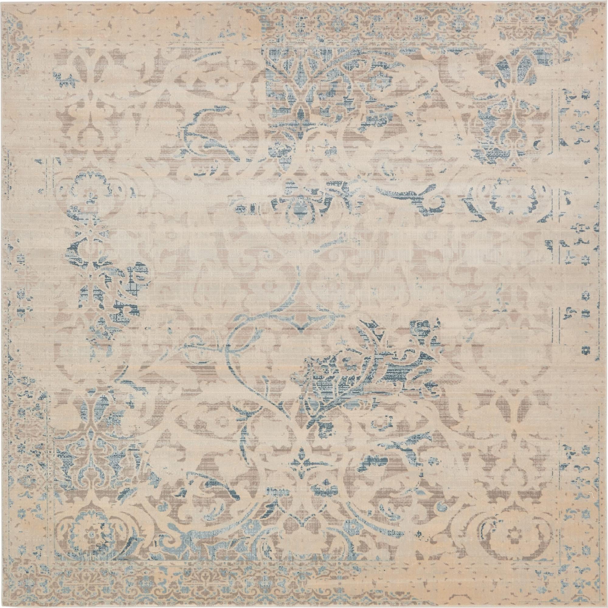 Light Blue 8' x 8' Victoria Square Rug | Rugs.com