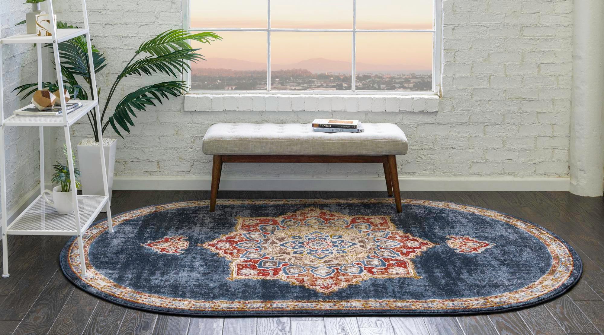 Dark Blue 8' x 10' Eden Oval Rug | Rugs.com