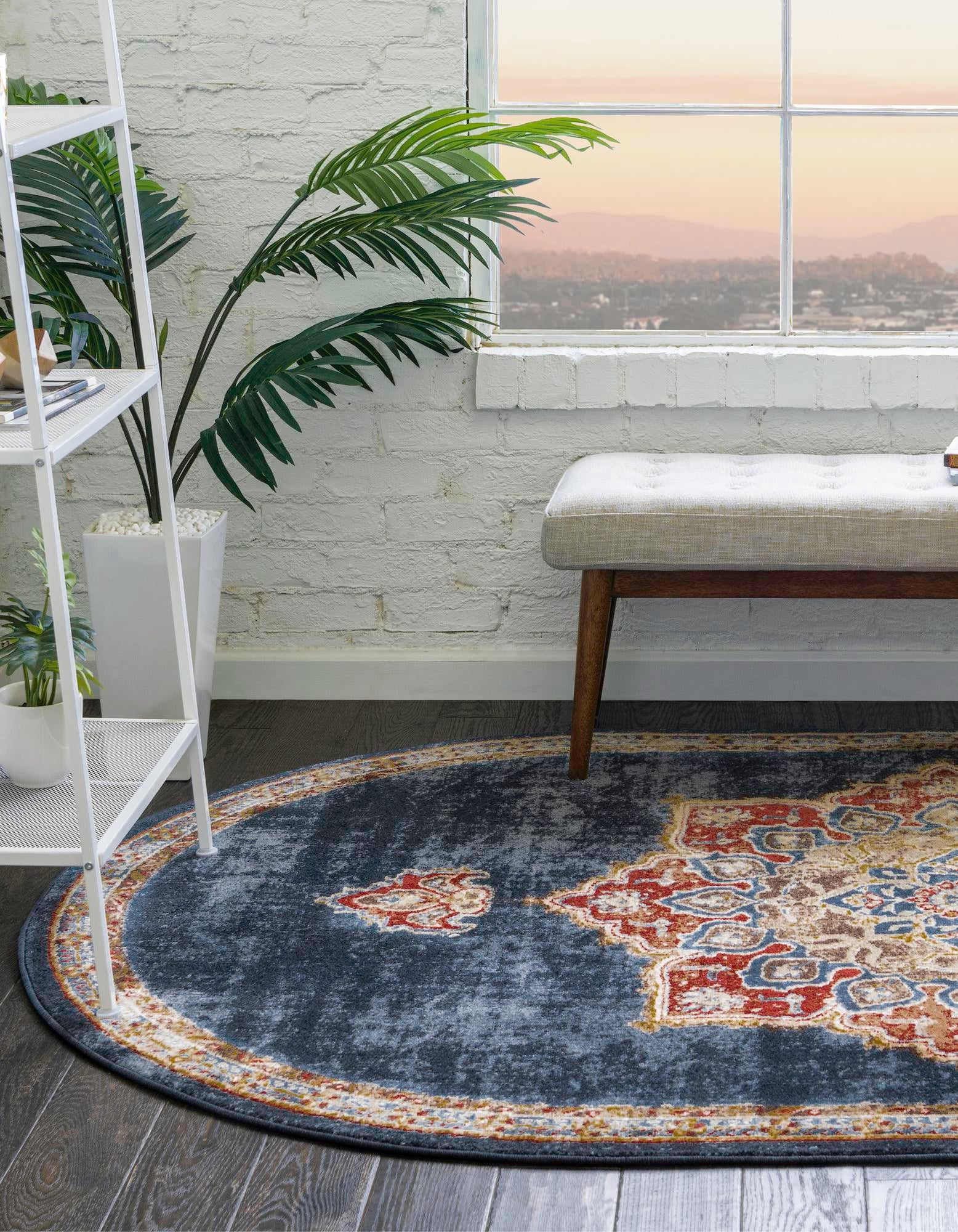 Dark Blue 3' 3 x 5' 3 Eden Oval Rug | Rugs.com