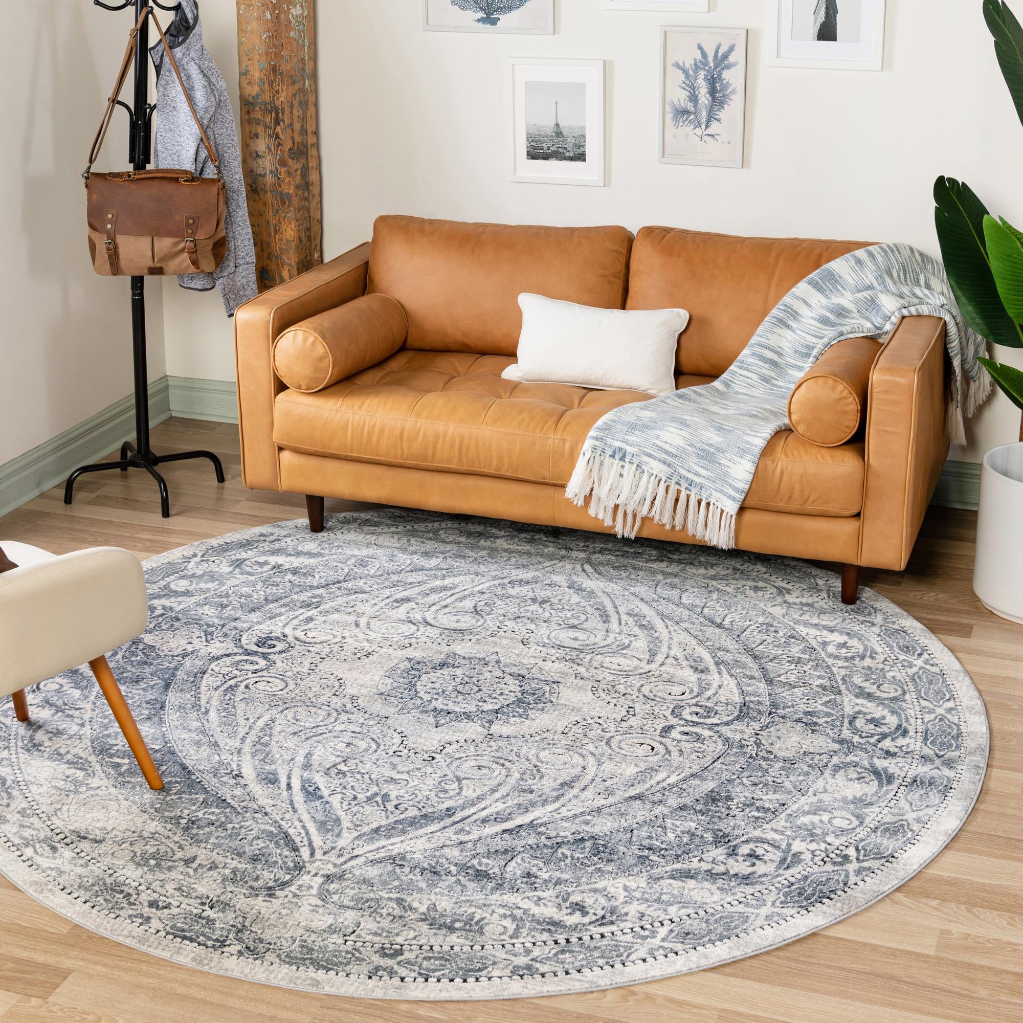 Cream 4' x 4' Eliza Round Rug | Rugs.com