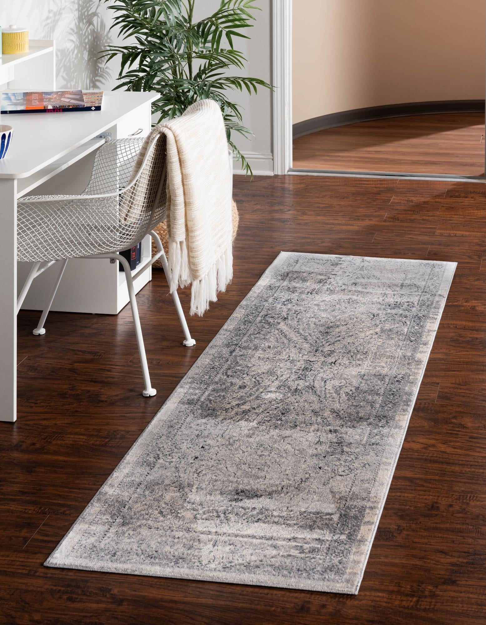 Dark Blue 3' x 13' Eliza Runner Rug | Rugs.com