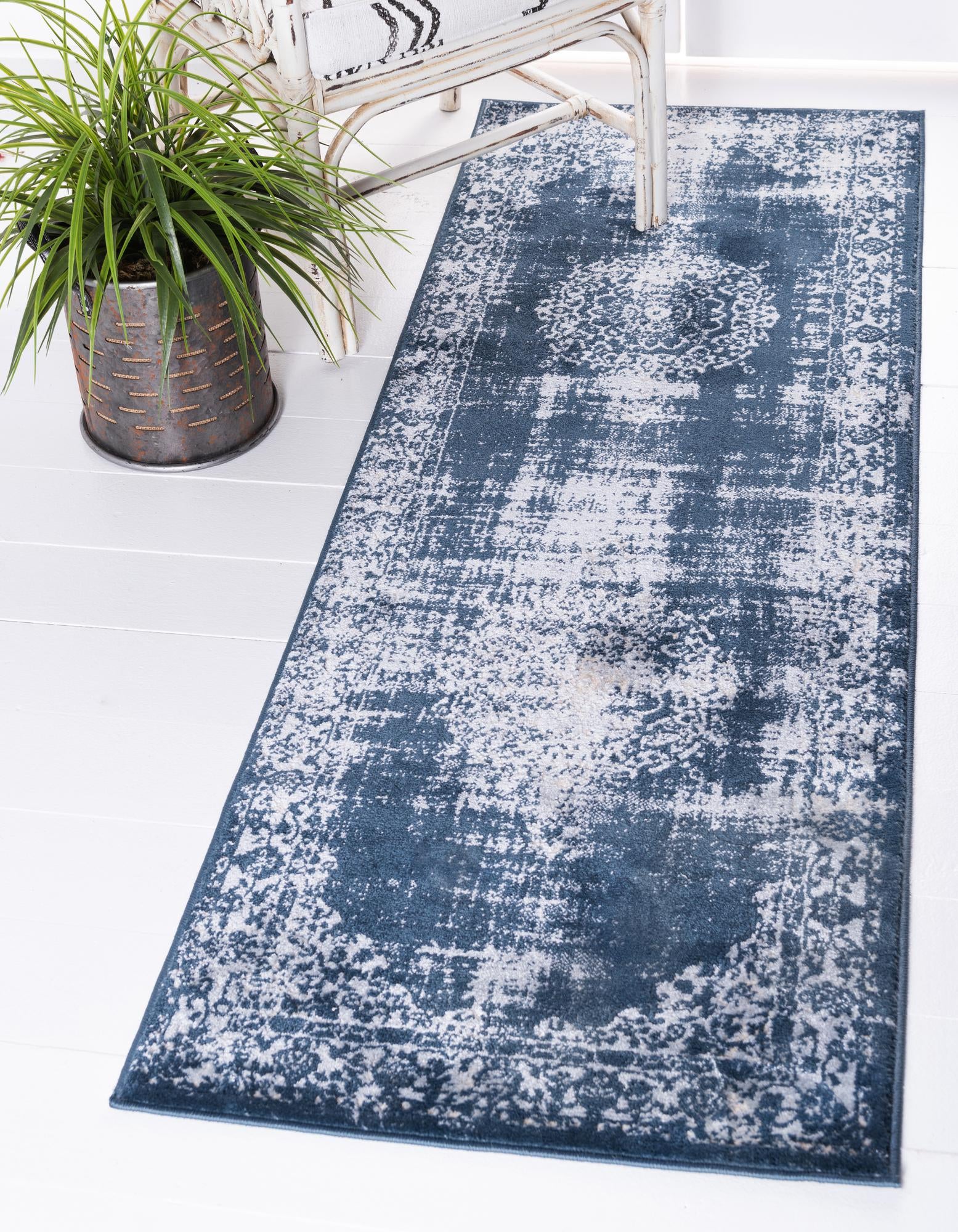 Navy Blue 2' 2 x 6' Amulet Runner Rug | Rugs.com